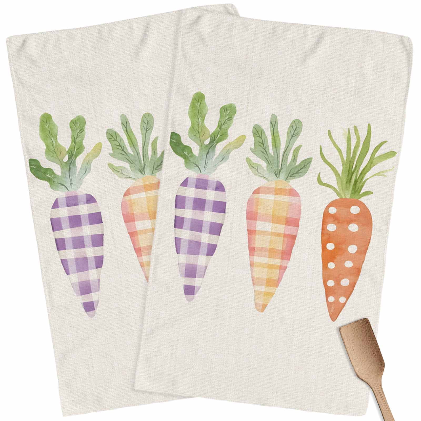 Easter Kitchen Towel Watercolor Carrots Quick Dry Absorbent Dish Towels ...