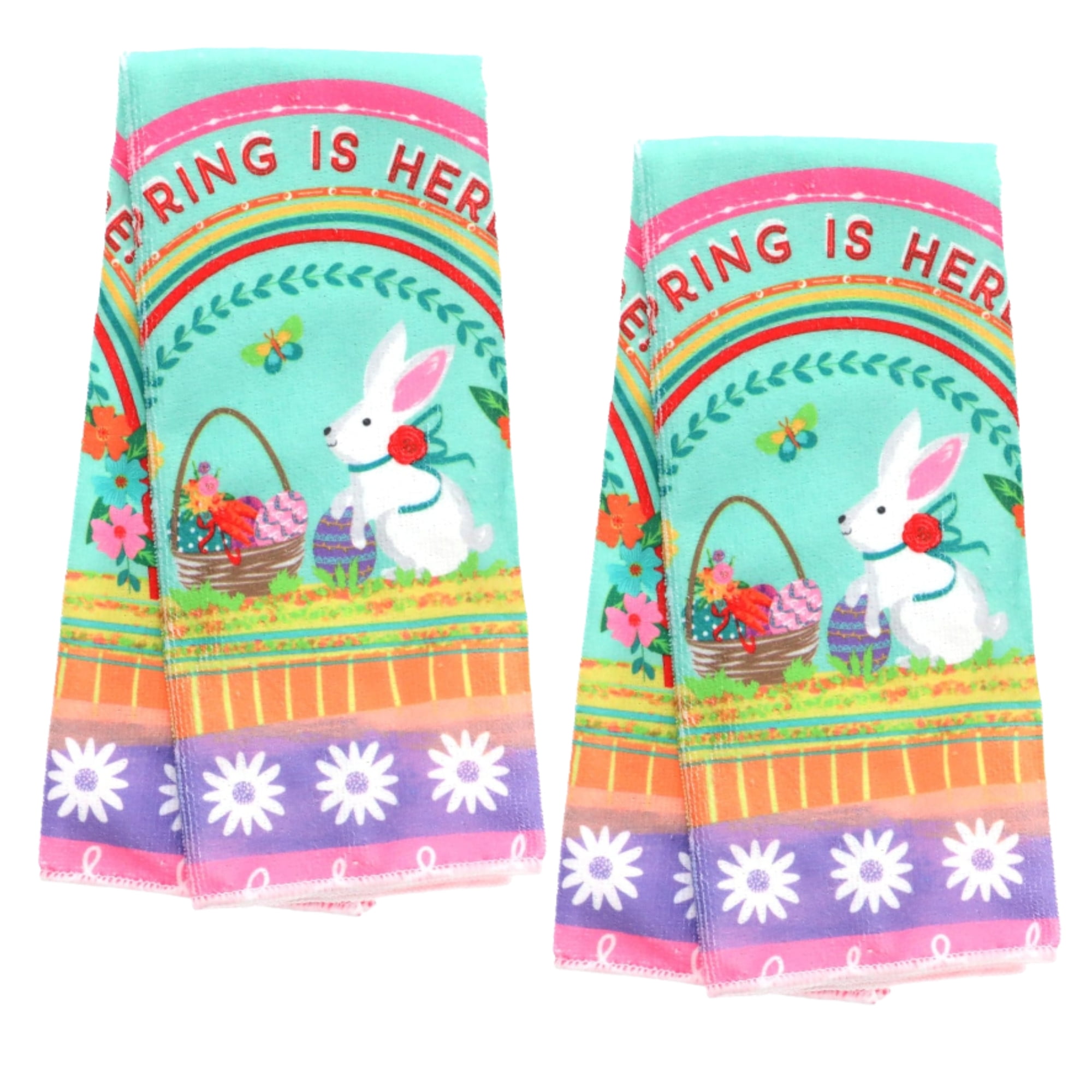 Easter Kitchen Towels Spring is Here Bunny Dish Hand Towel Absorbent ...