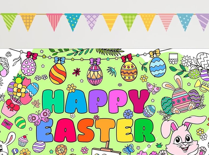 Easter Large Coloring Poster for Kids 72 x 30 Inch Happy Easter ...