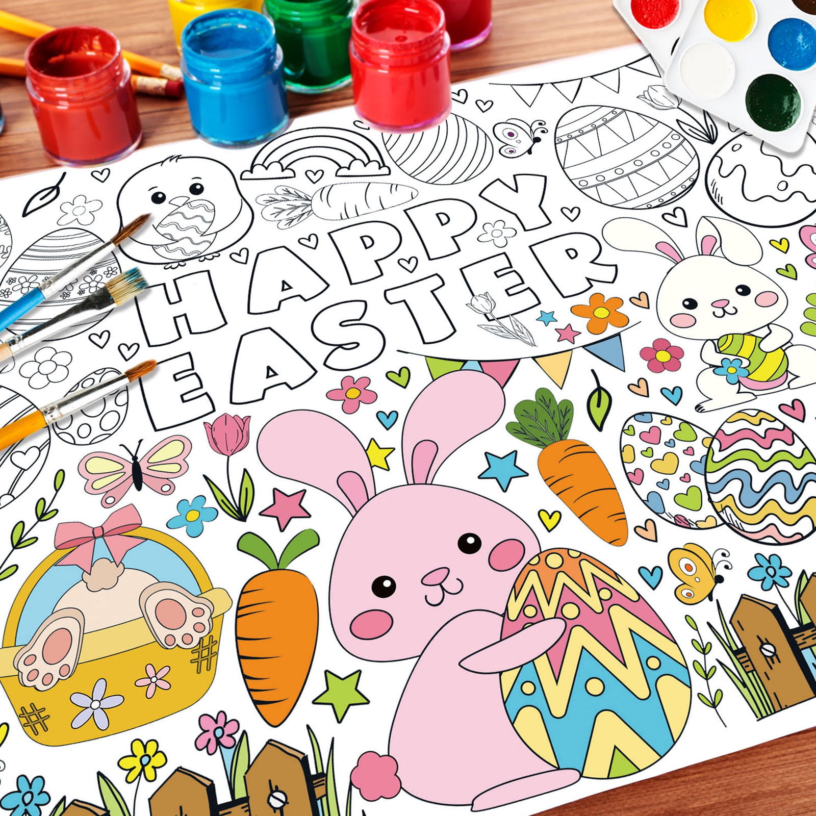 Easter Large Coloring Poster for Kids, Happy Easter Jumbo Coloring ...