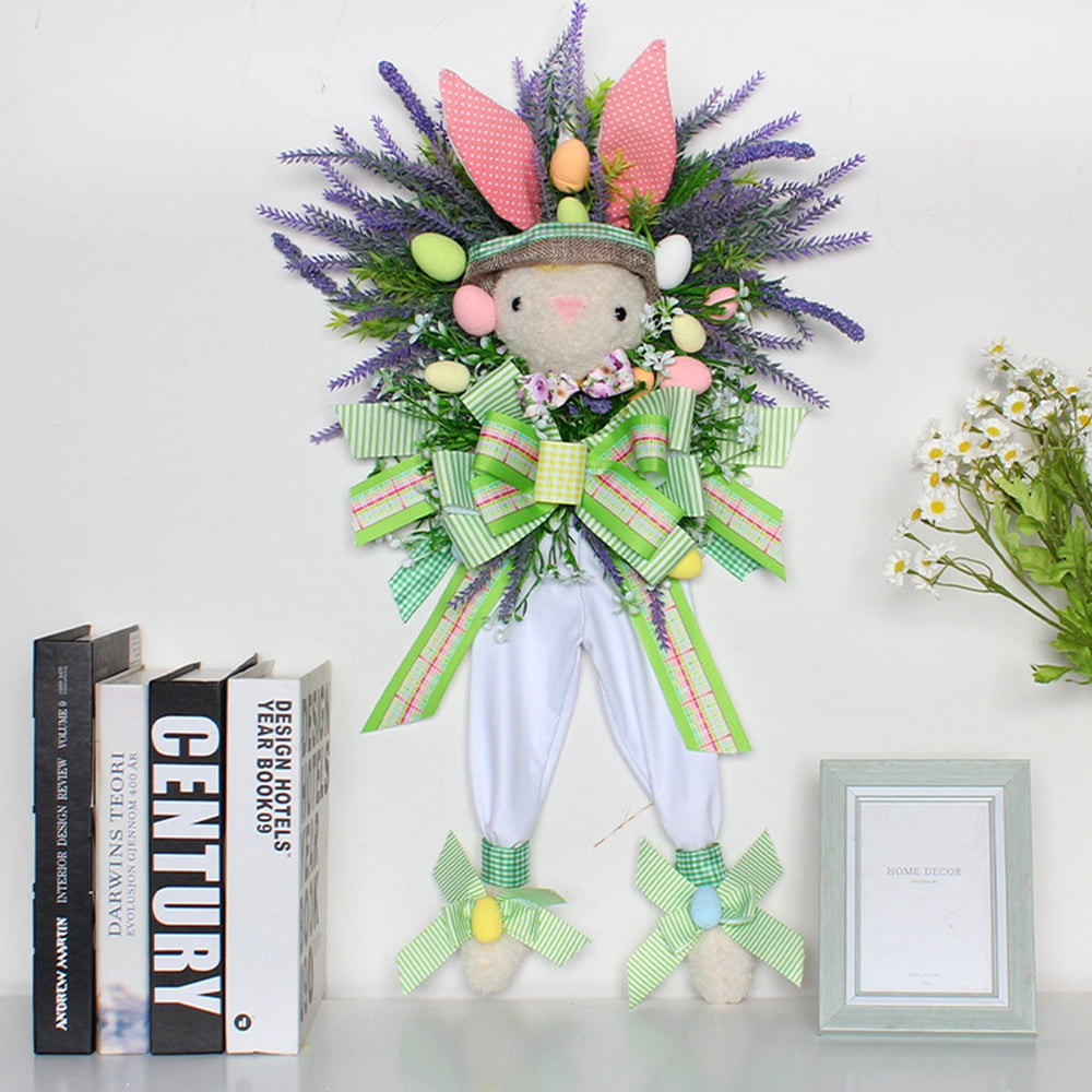Easter Lavender Bunny Wreath,23.6x13.8 Inch Spring Flower Wreath with ...