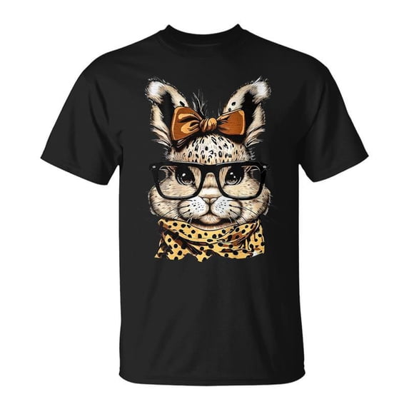 Easter Leopard Print Glasses Rabbit Print TShirt - Walmart.com