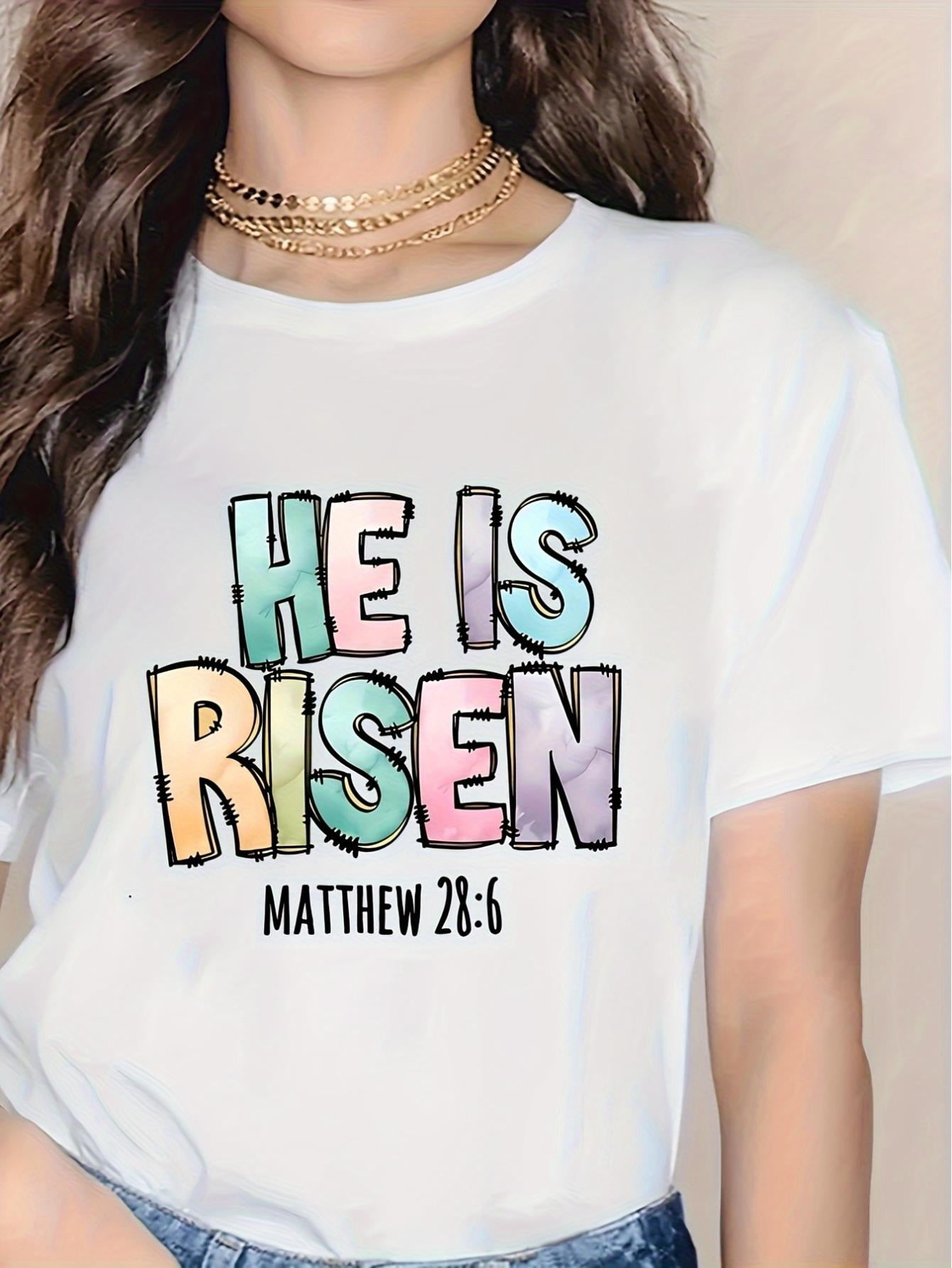 Easter Letter Print T-shirt, Short Sleeve Crew Neck Casual Top For ...