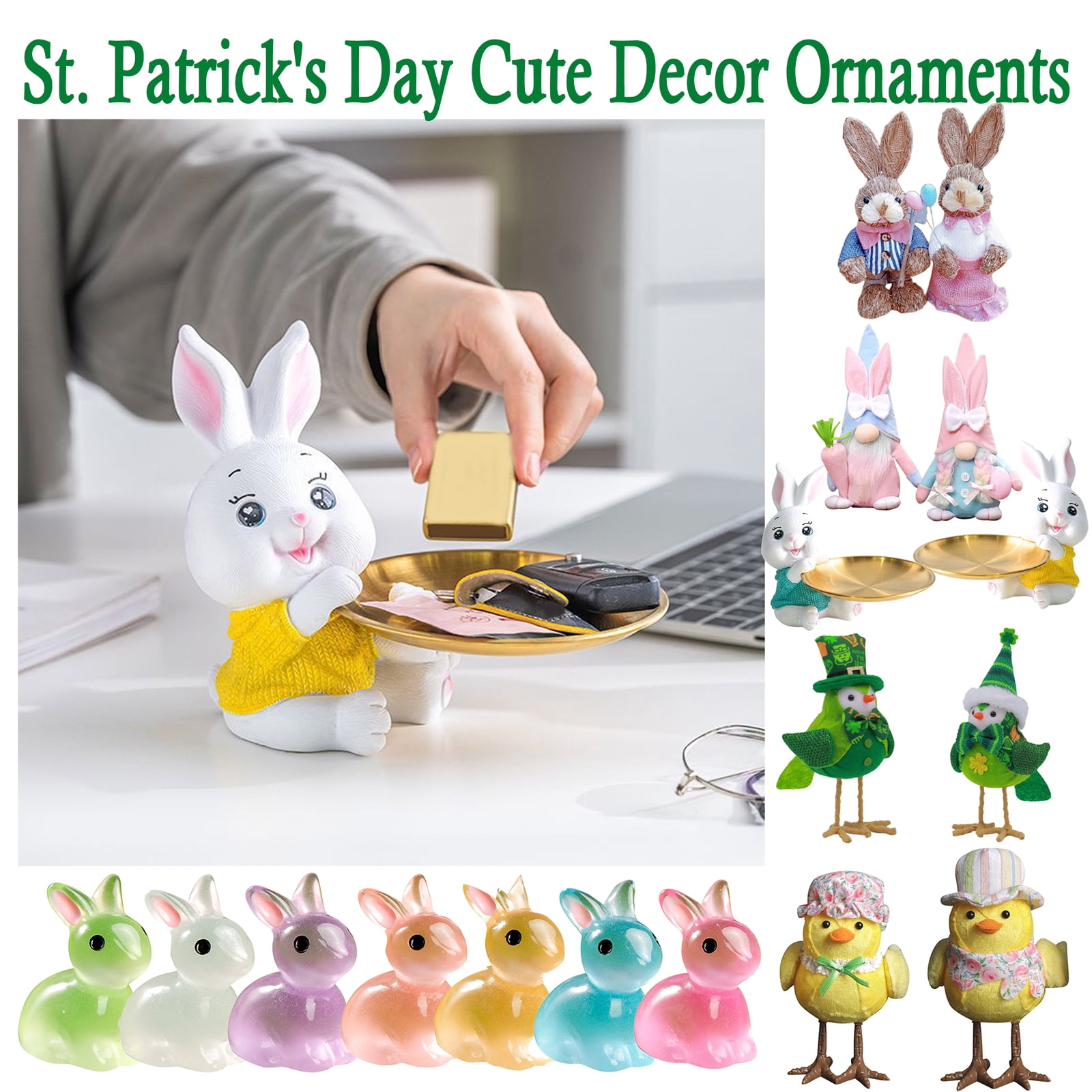 Easter Lighted Bunny Couple Figurines, Yellow Hooded Rabbits with Soft ...