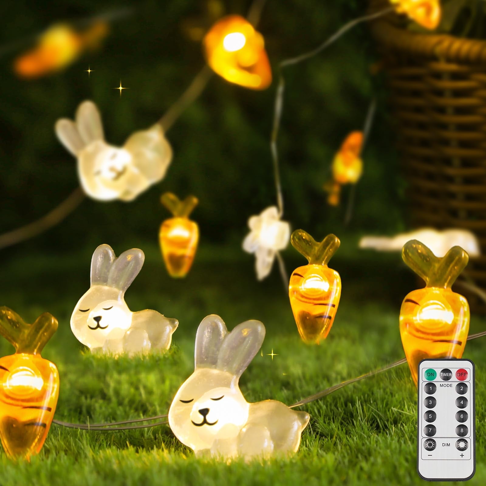 Easter Lights Outdoor, Easter String Lights Battery Operated 9.8ft 30 LED Easter Decorations ...