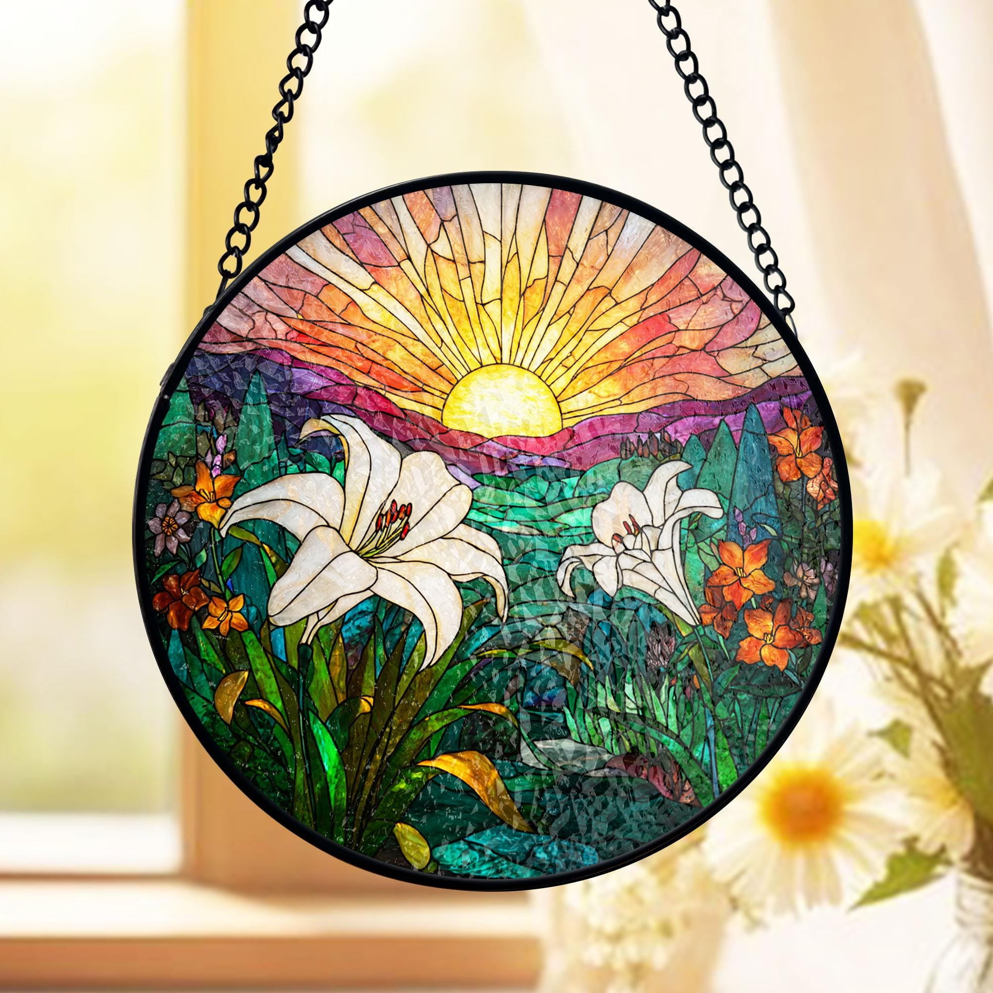 Easter Lily Stained Glass Suncatcher, Christian Memorial Gift For ...