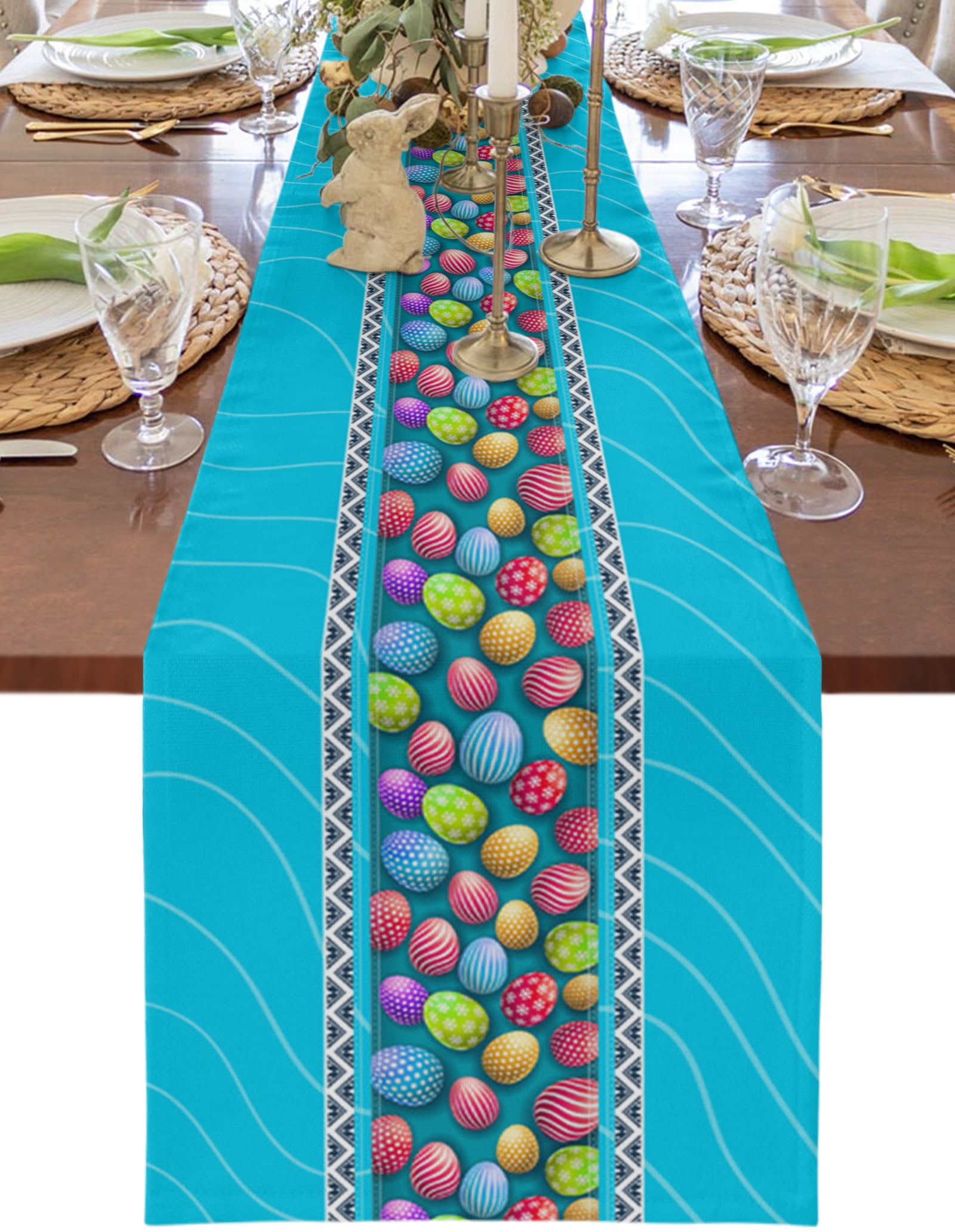 Easter Line Egg Geometric Table Runner for Dining Table Wedding ...