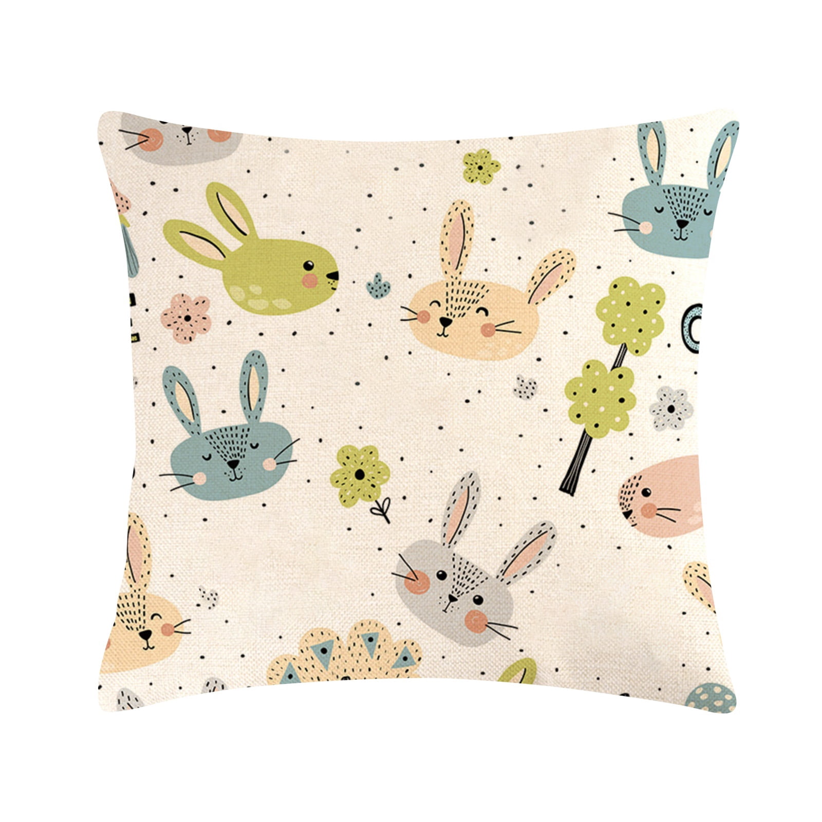 Easter Living Room Decor - Spring Colors Couch Pillow Covers with Bunny ...