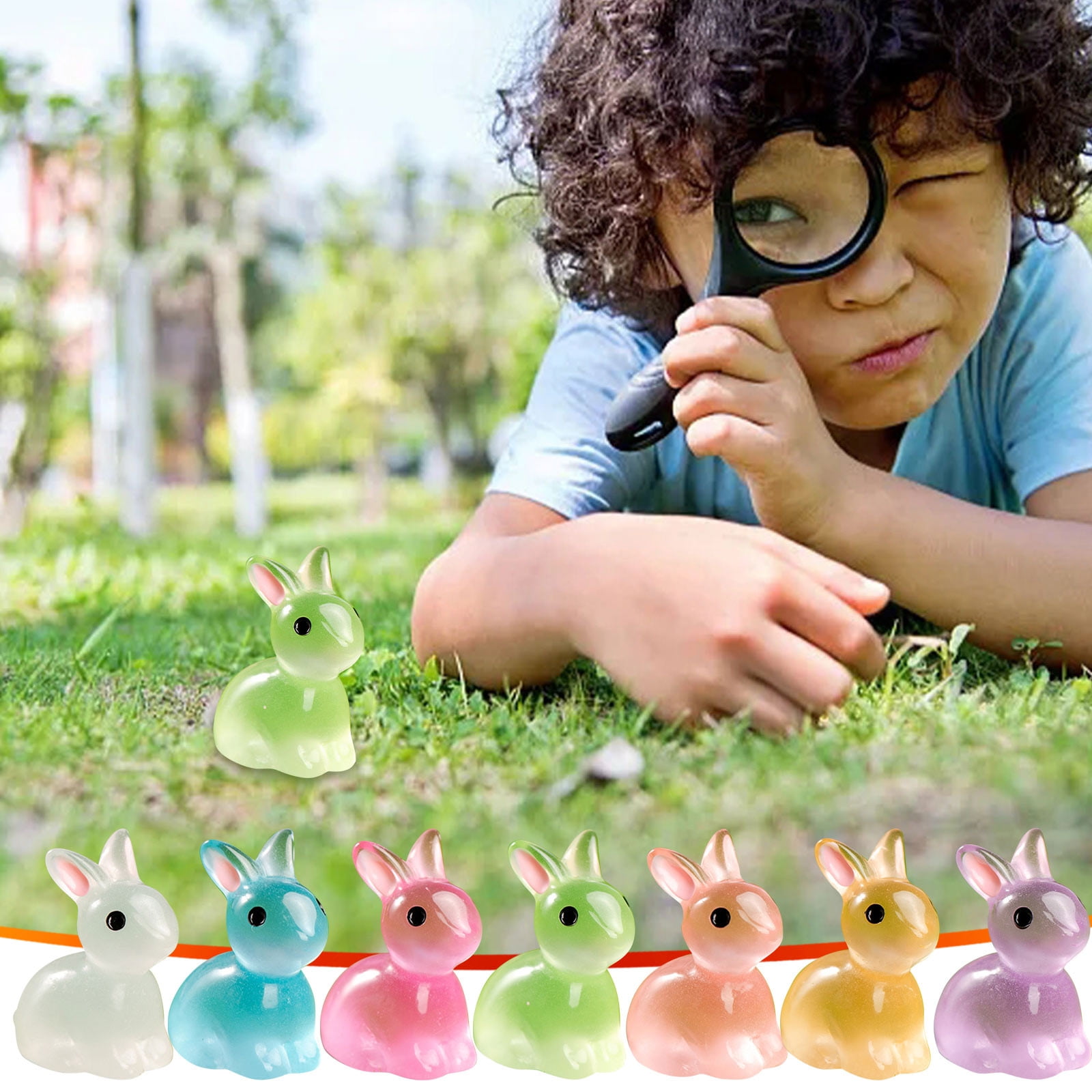 Easter Luminous Mini Resin Bunny Ornaments Glow in The Dark Miniature ...