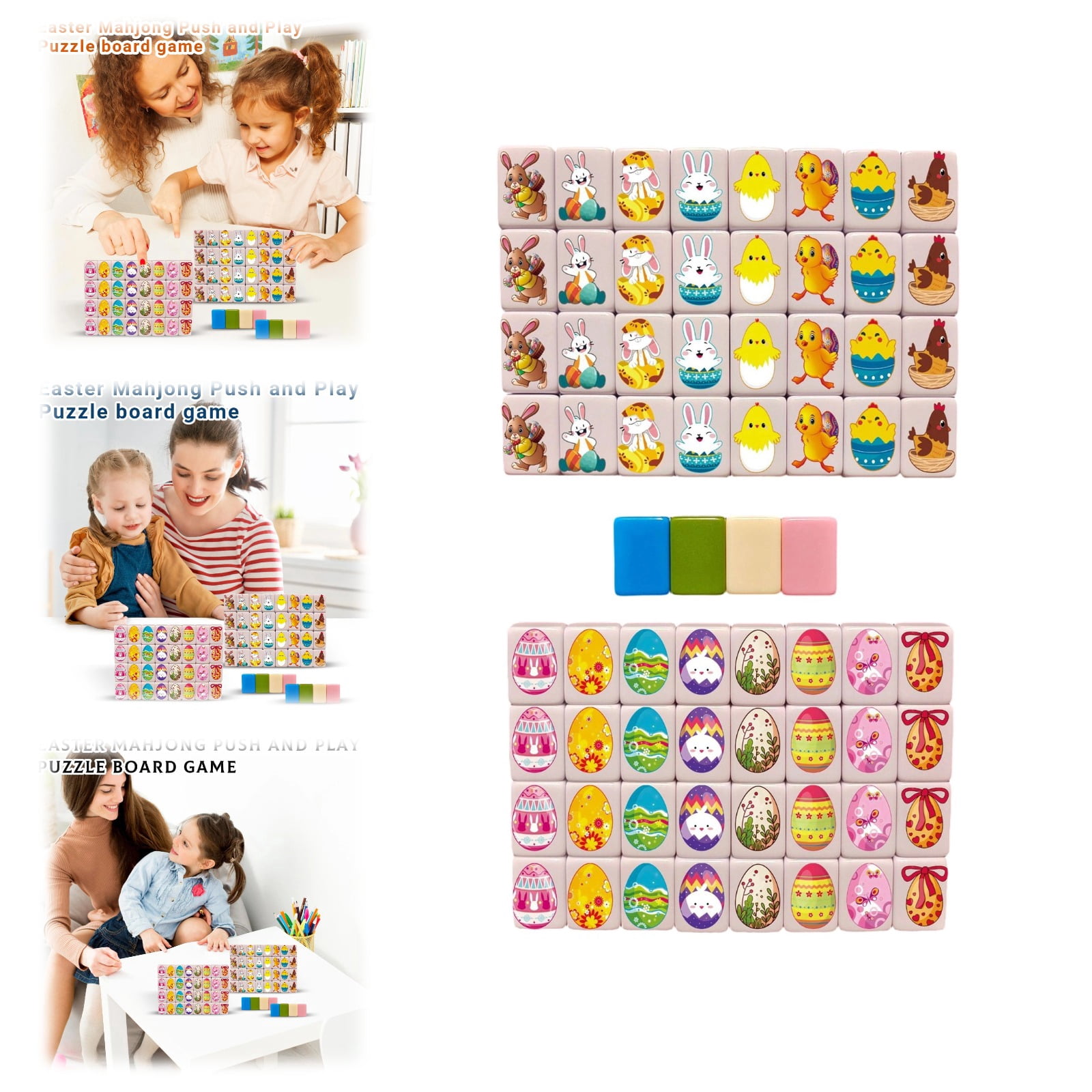 Easter Mahjong Puzzle Board Game Colorful Bunny Egg Pattern Tile Game ...
