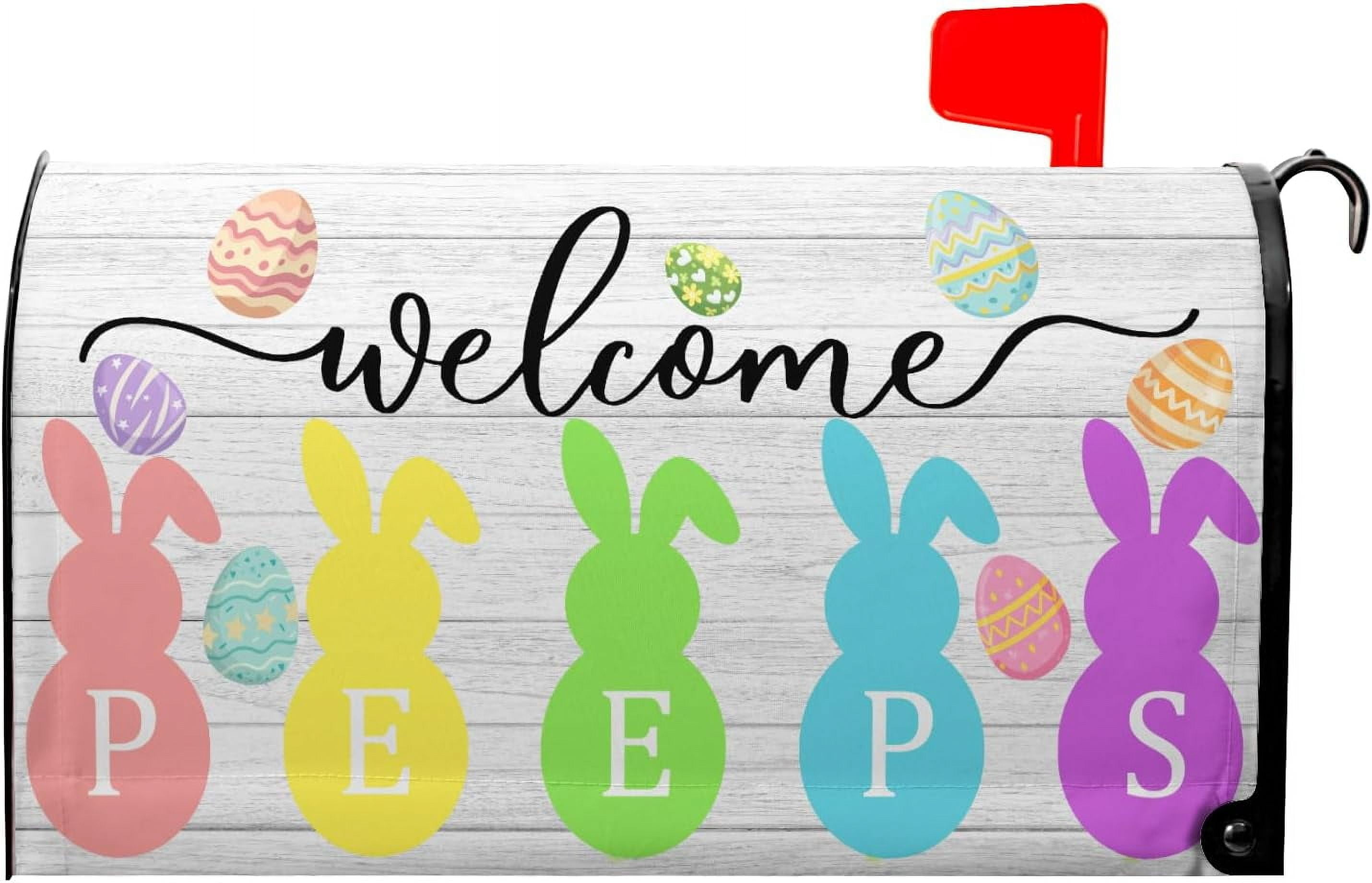 Easter Mailbox Cover Magnetic Welcome Peeps Bunny Post Letter Box Cover ...