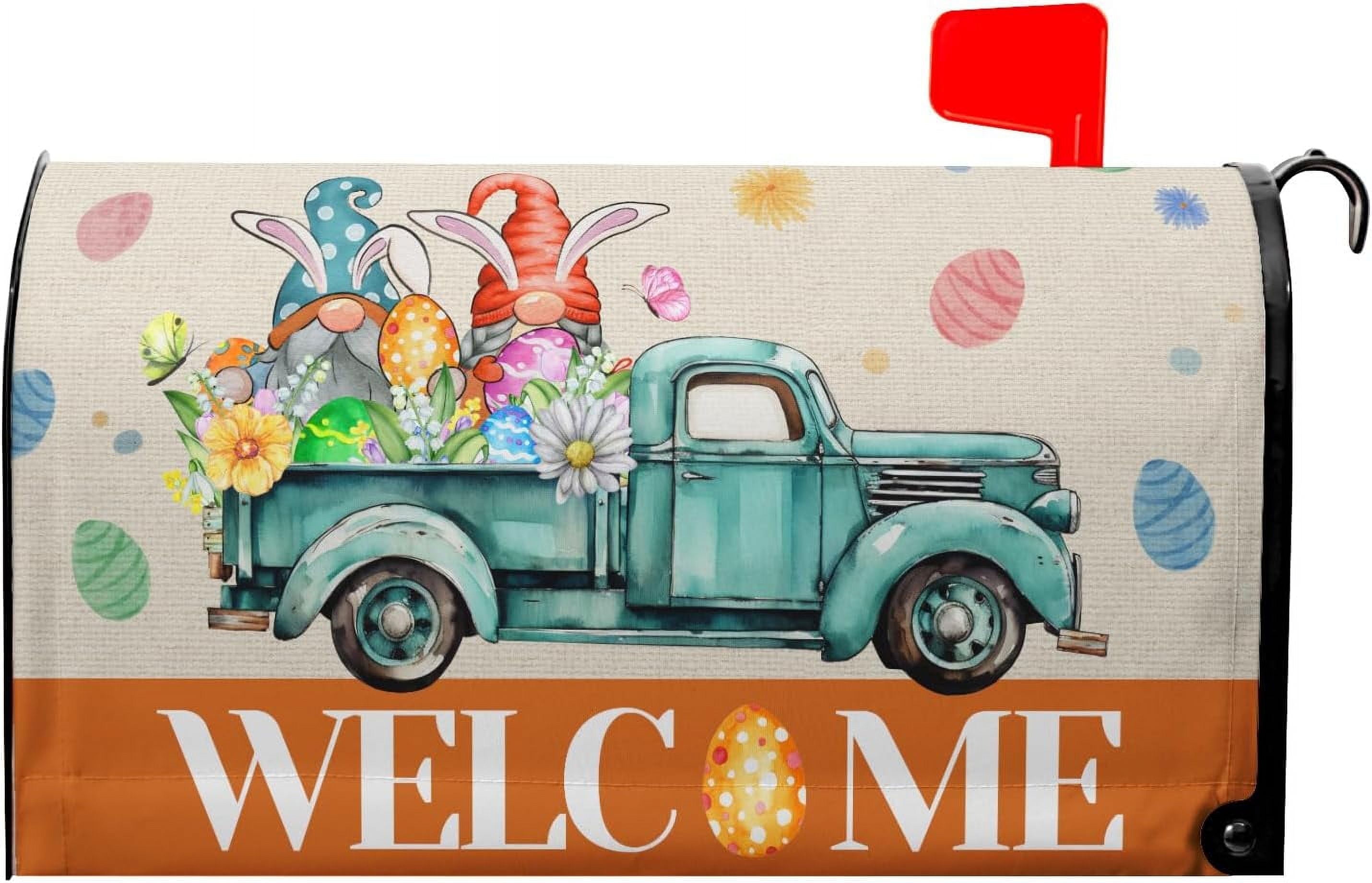 Easter Mailbox Cover Truck Bunny Eggs Floral Magnetic Mailbox Covers ...