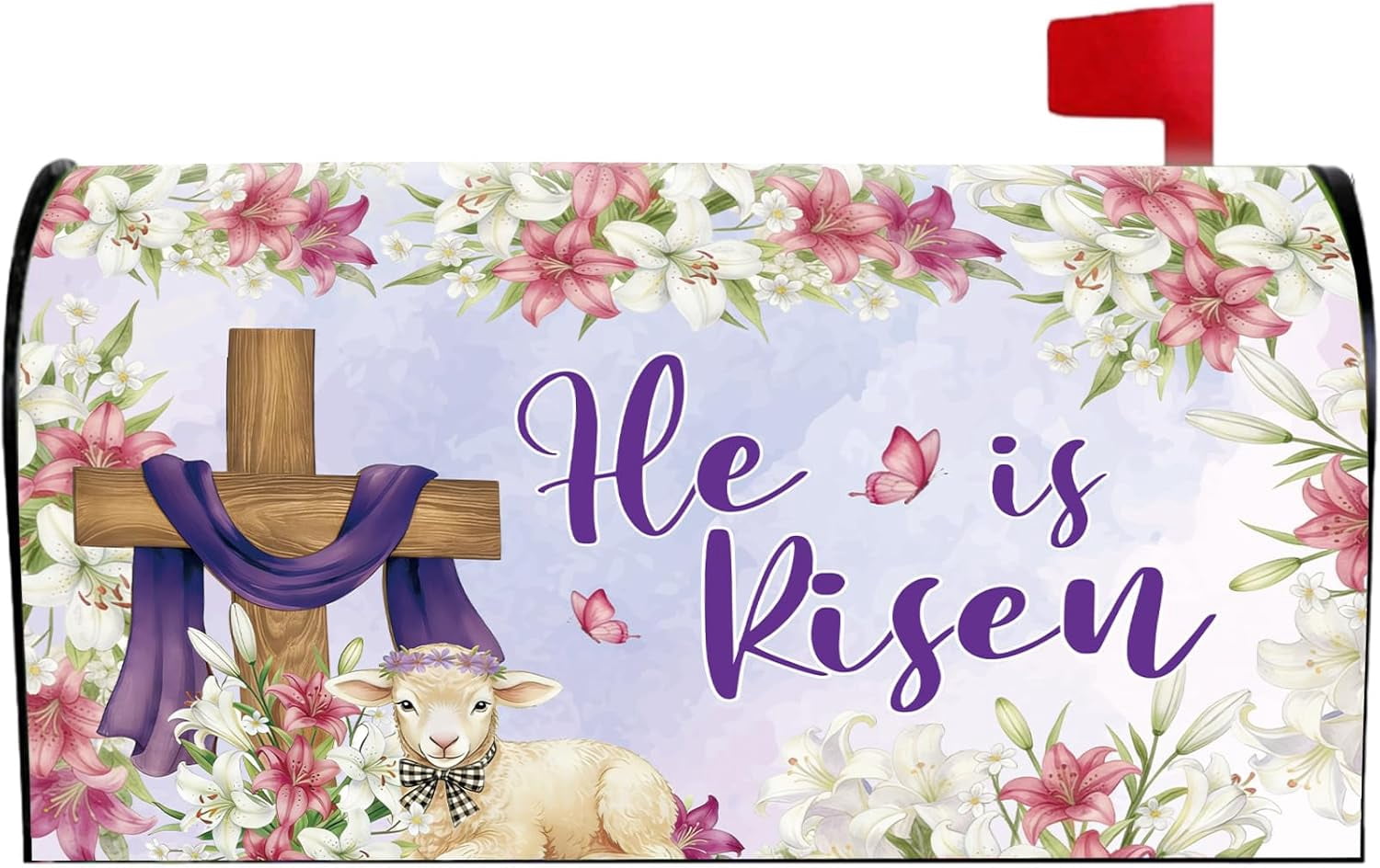 Easter Mailbox Covers Magnetic He is Risen, Christian Cross Flower ...