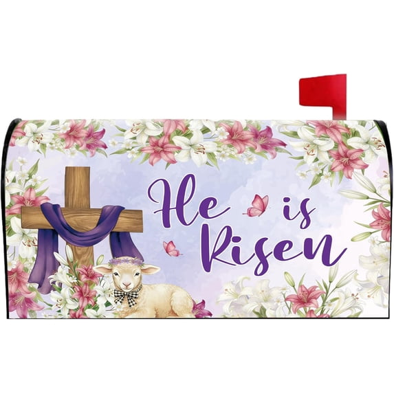 Easter Mailbox Covers Magnetic He is Risen, Christian Cross Flower ...
