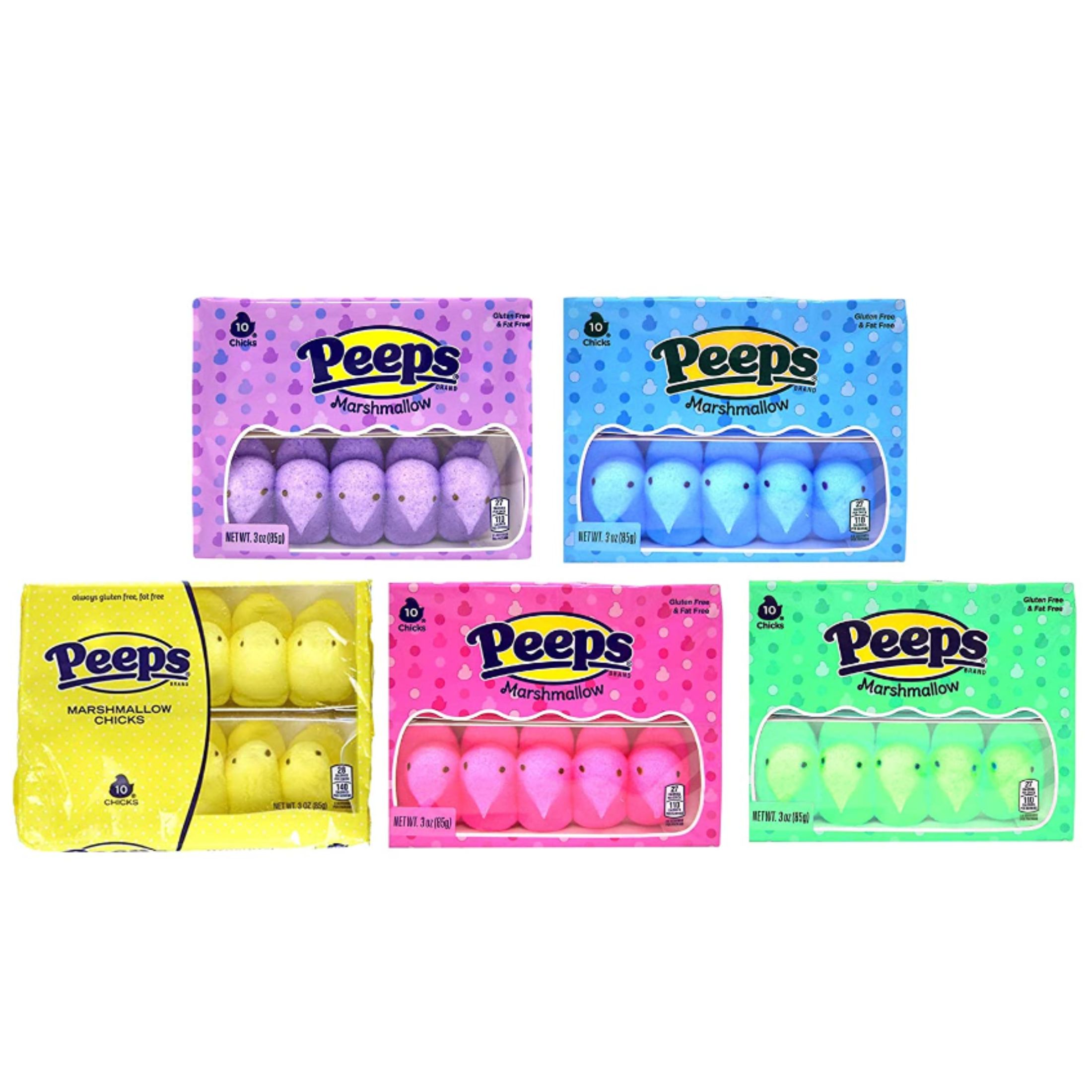 Easter Marshmallow Chicks Peeps Variety Pack 50 Ct, Pack of 5 - Walmart.com