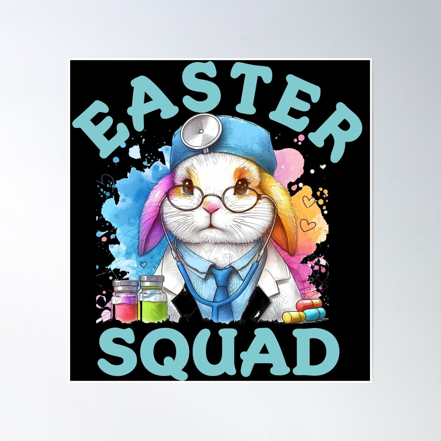 Easter Medical Squad Doctor Bunny Cheer Poster Wall Art, Modern Wall ...