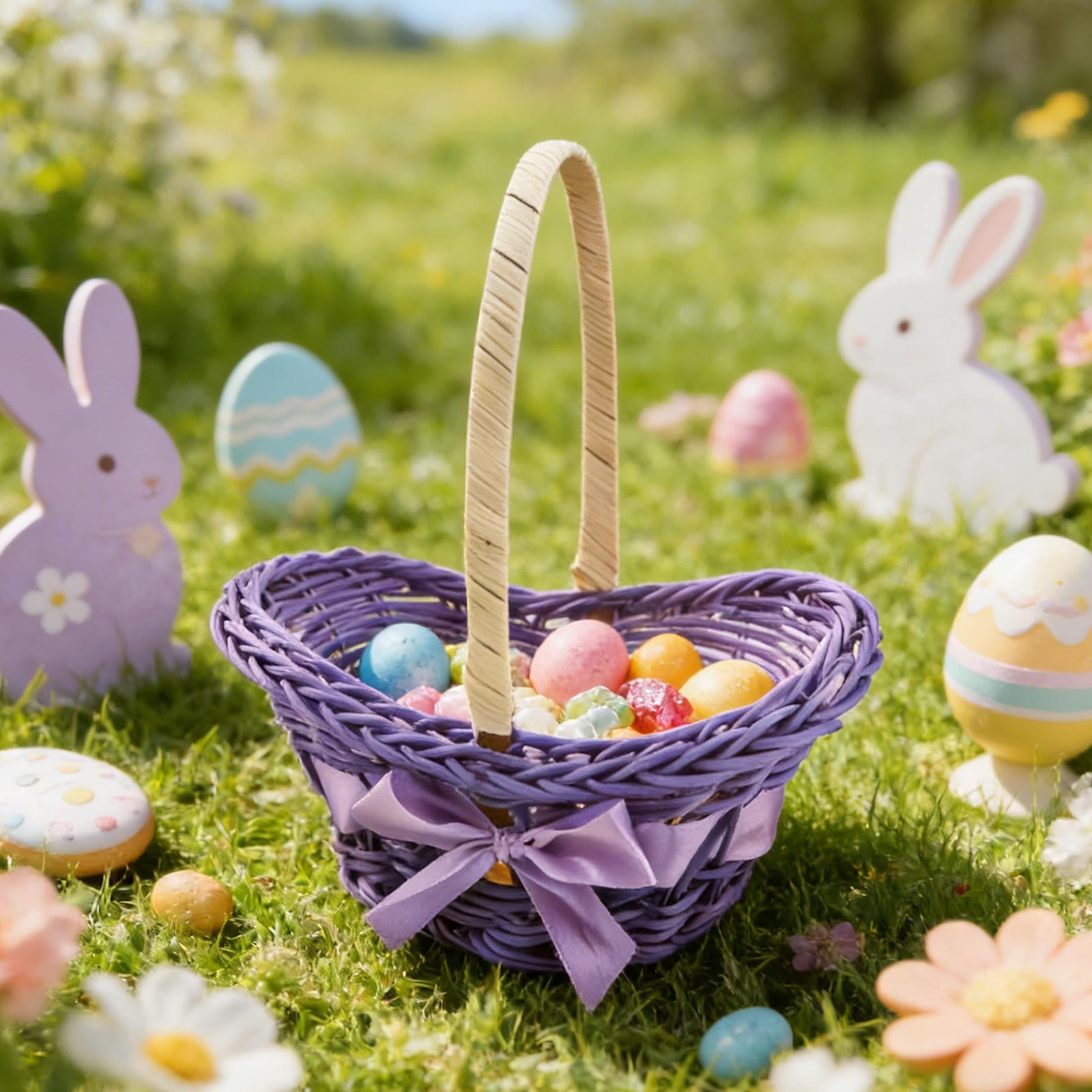 Easter Mini Decorative Handheld Flower Basket | Boat-Shaped Woven ...