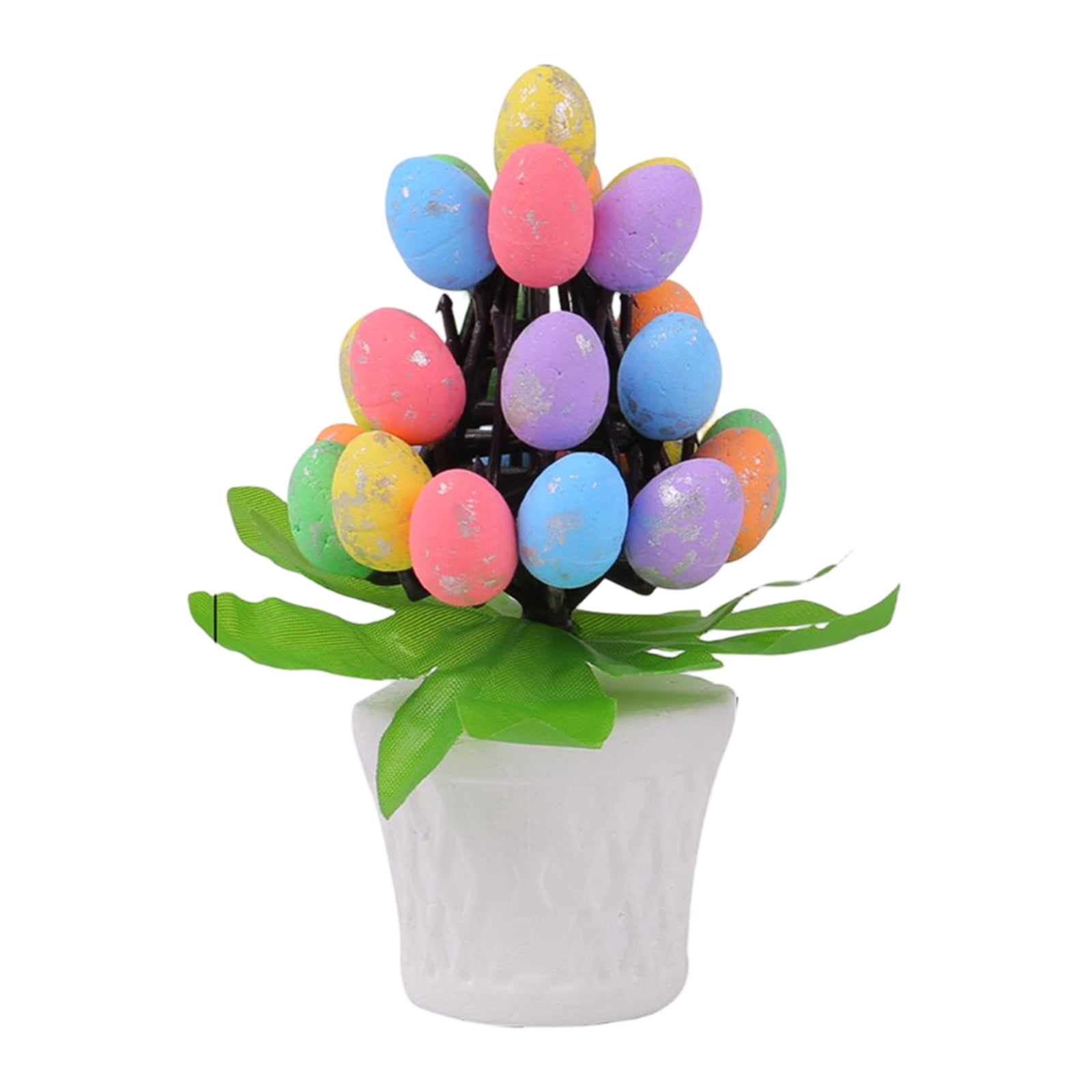 Easter Mini Egg Potted Tree - Colorful Foam Egg Tabletop Decor for ...