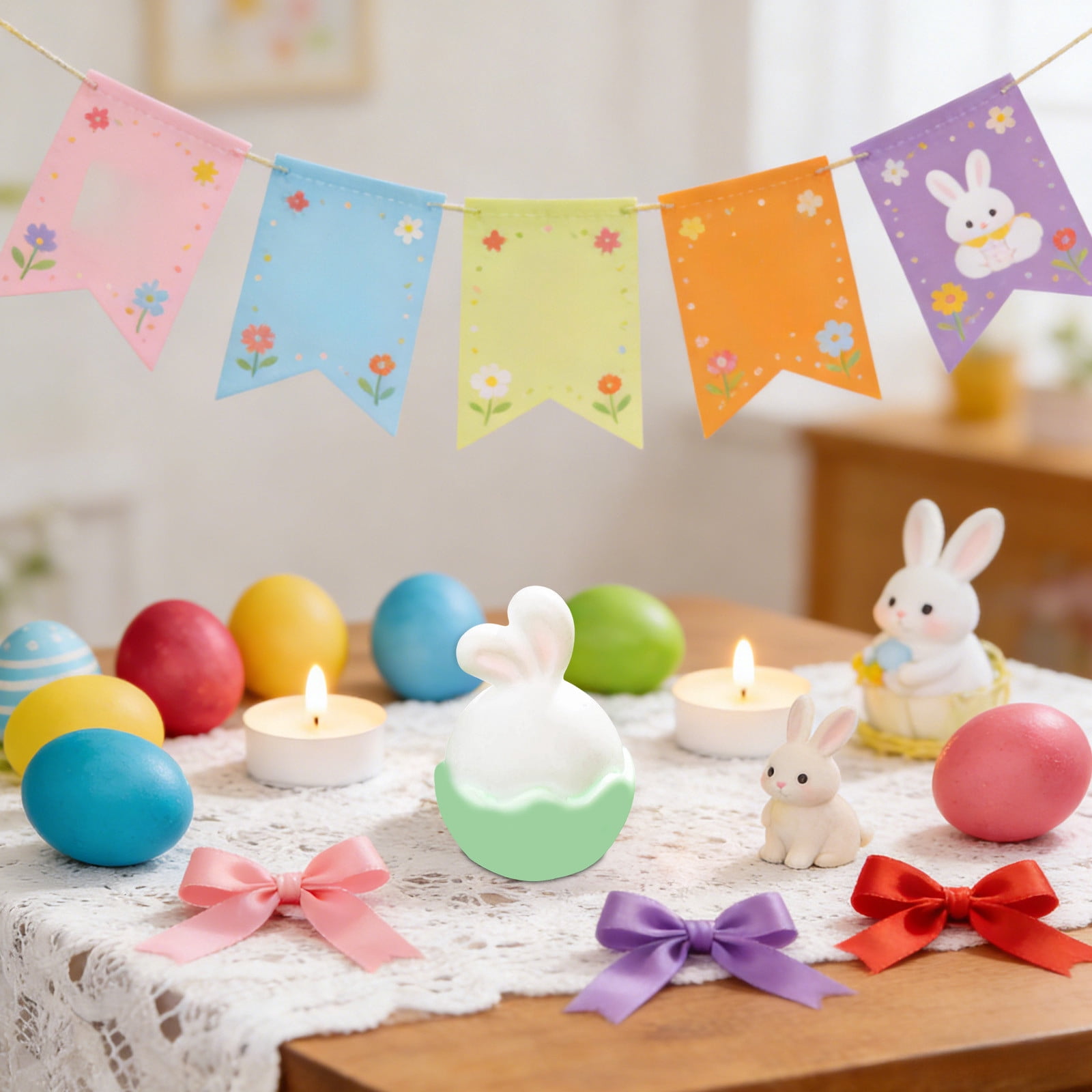 Easter Mini Landscape Figurine Decor, Cute Egg Rabbit Gnome Desktop ...