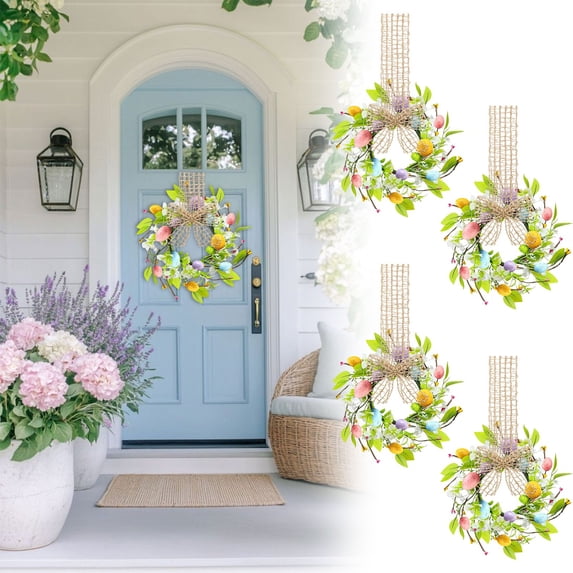 Easter Mini Wreaths 4 Pack, 4in Artificial Spring Egg Wreaths with ...