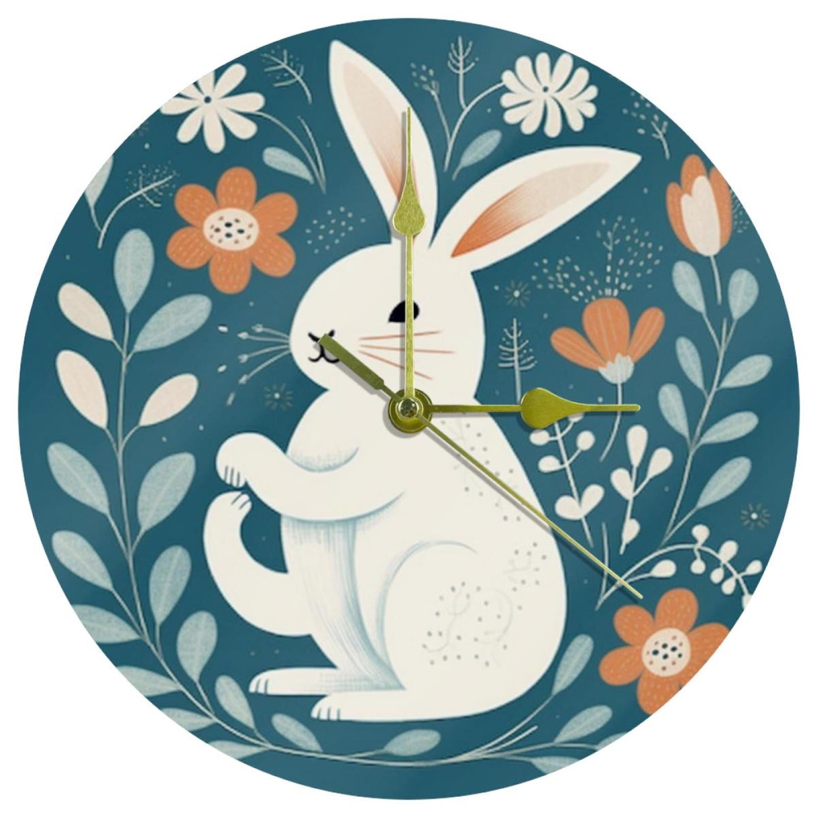 Easter Modern Round Acrylic Wall Clock, 9.8 Inches, Silent Non Ticking ...