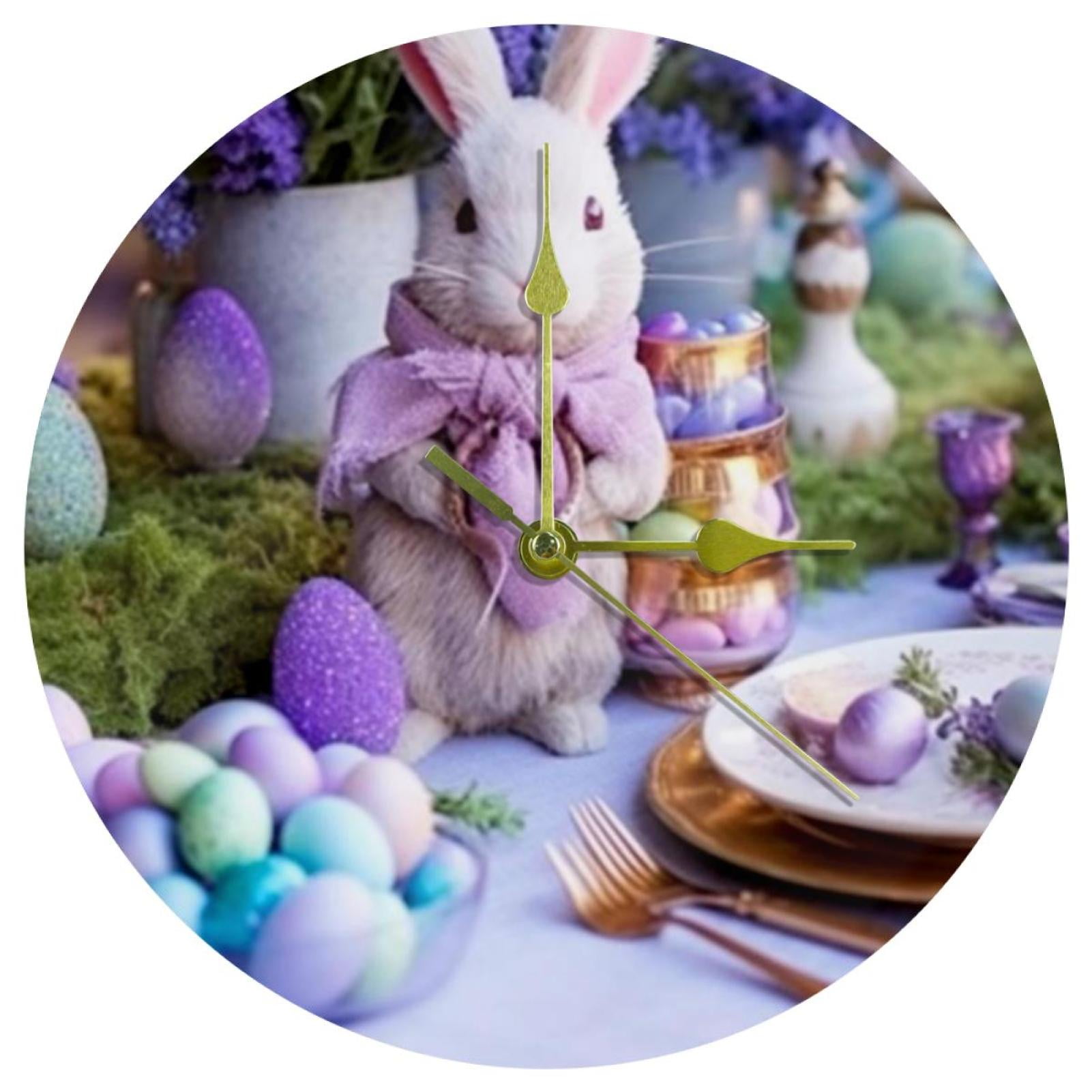 Easter Modern Round Acrylic Wall Clock, 9.8 Inches, Silent Non Ticking ...