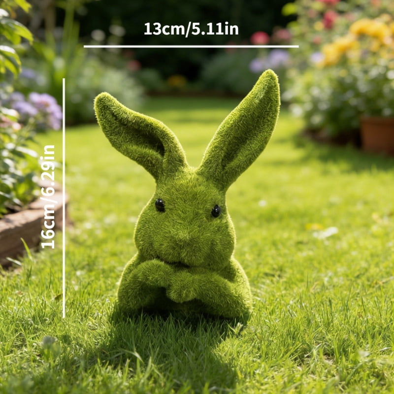 Easter Moss Bunny Decoration, Flocked Green Artificial Moss Rabbit ...