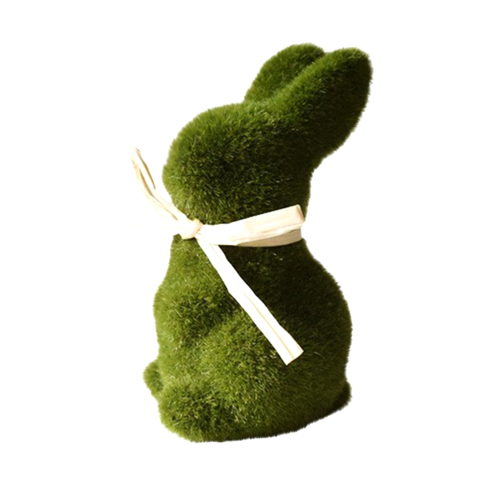 Easter Moss Bunny Decorations Cute Easter Flocked Rabbit Decor Figurine ...