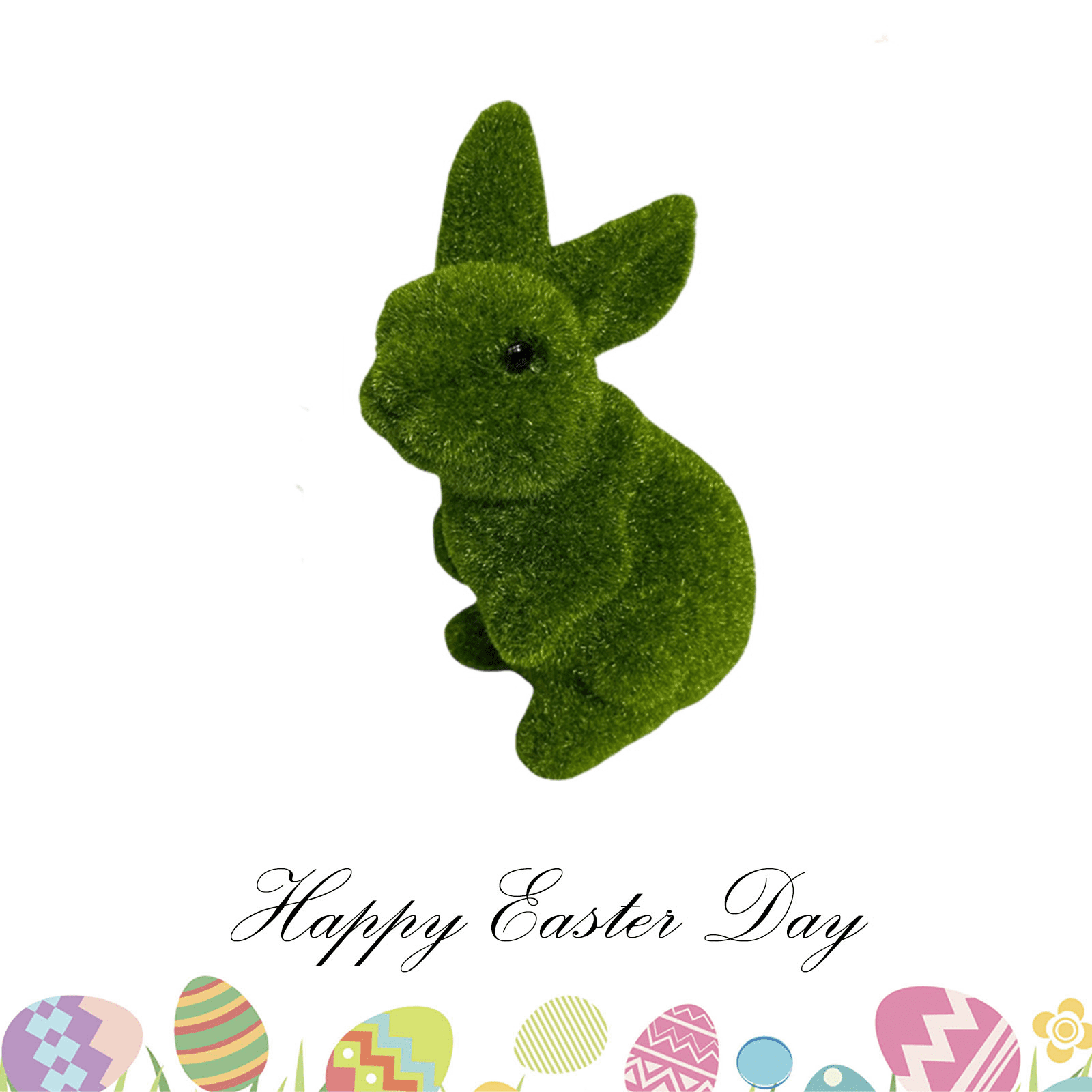 Easter Moss Bunny Decorations, Flocked Easter Bunny Figurine Fuzzy Moss ...