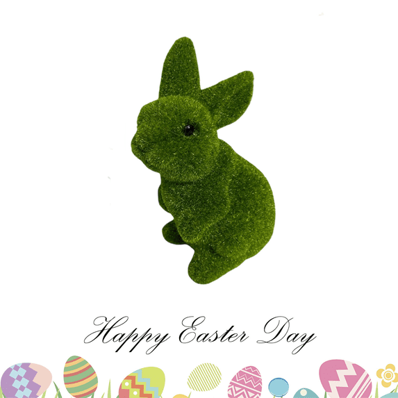Easter Moss Bunny Decorations, Flocked Easter Bunny Figurine Fuzzy Moss ...