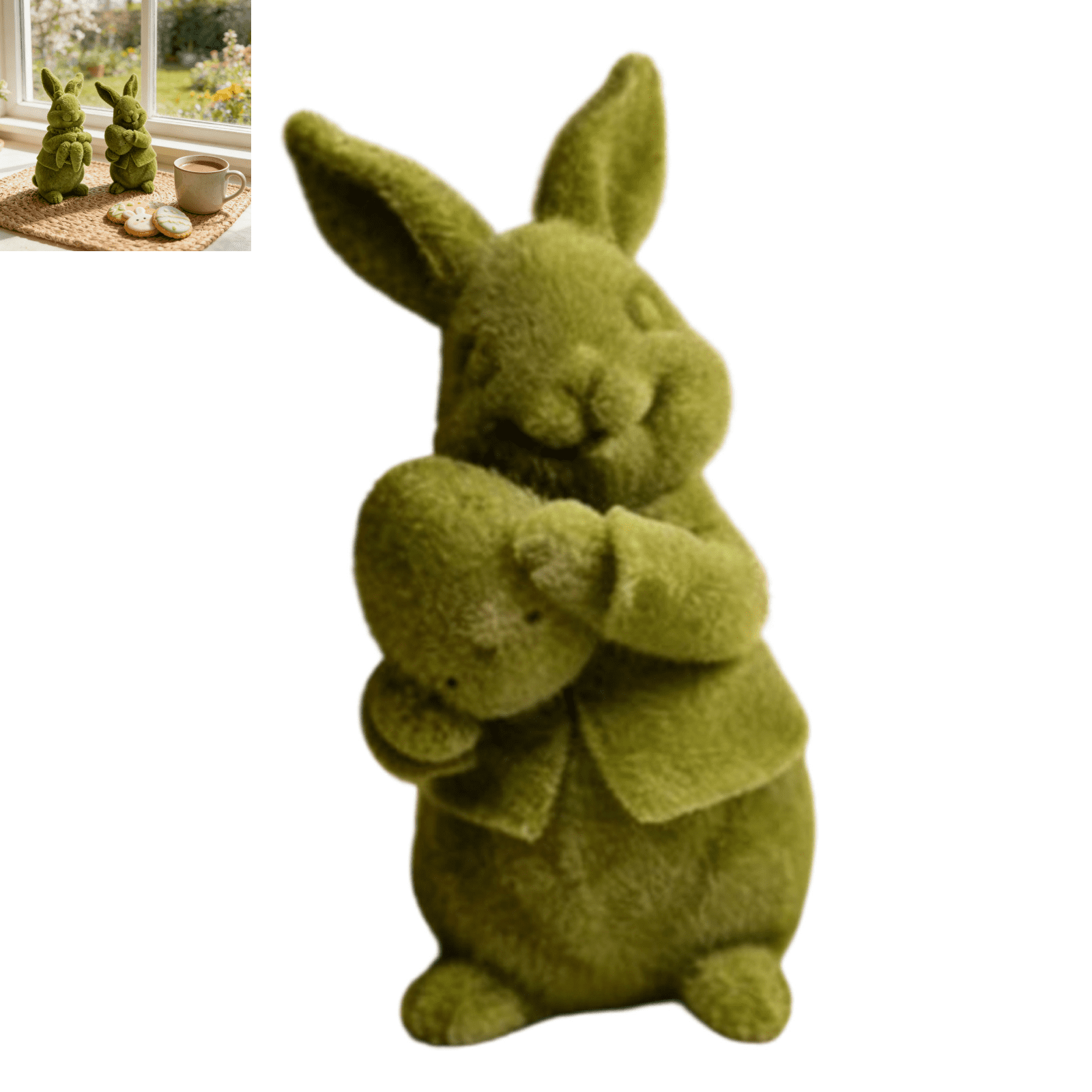 Easter Moss Bunny Decorations, Moss Easter Bunny Home Decor Flocked ...