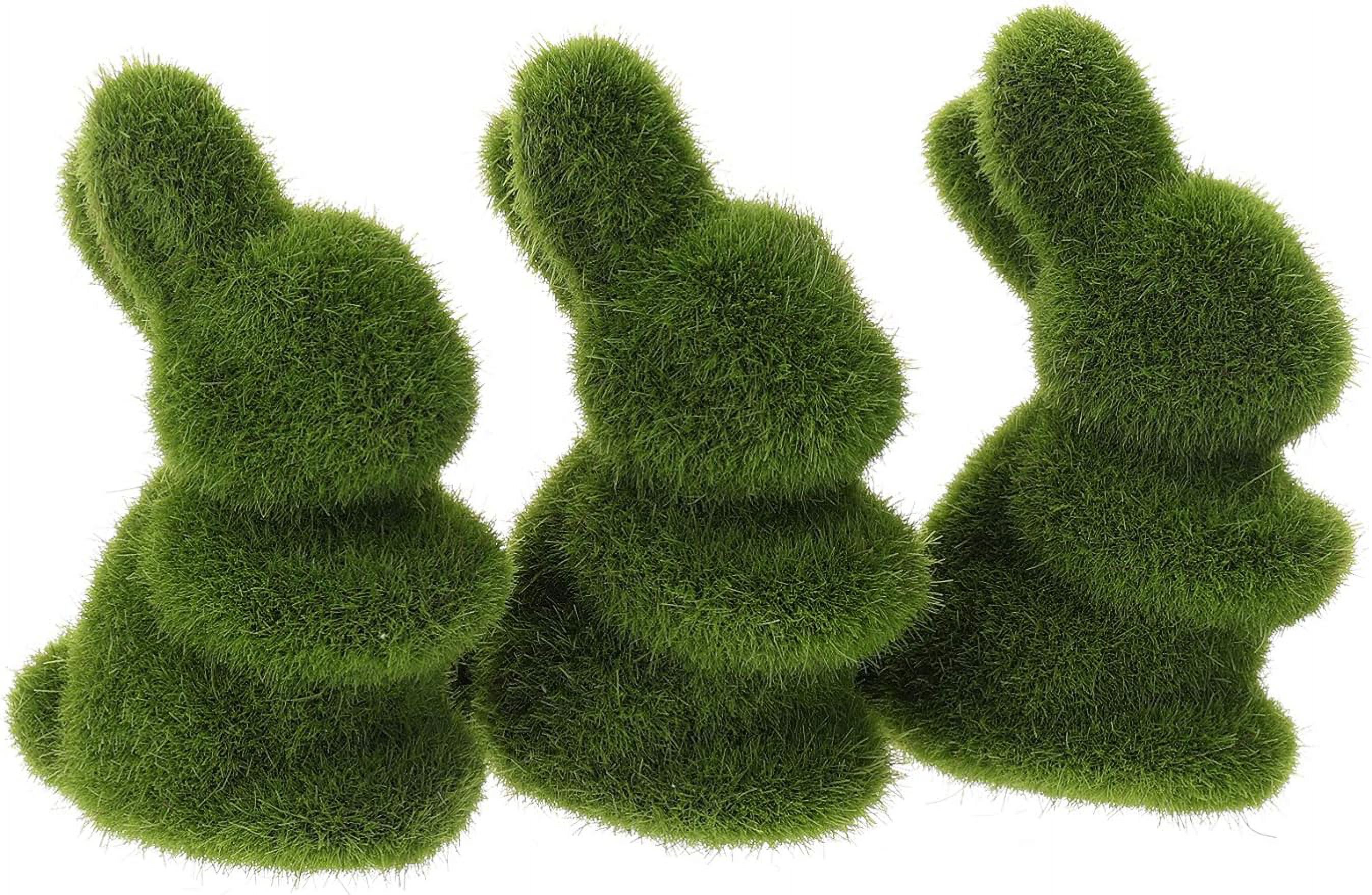 Easter Moss Bunny Figurine, Green Miniatures Rabbit Garden Decorations ...