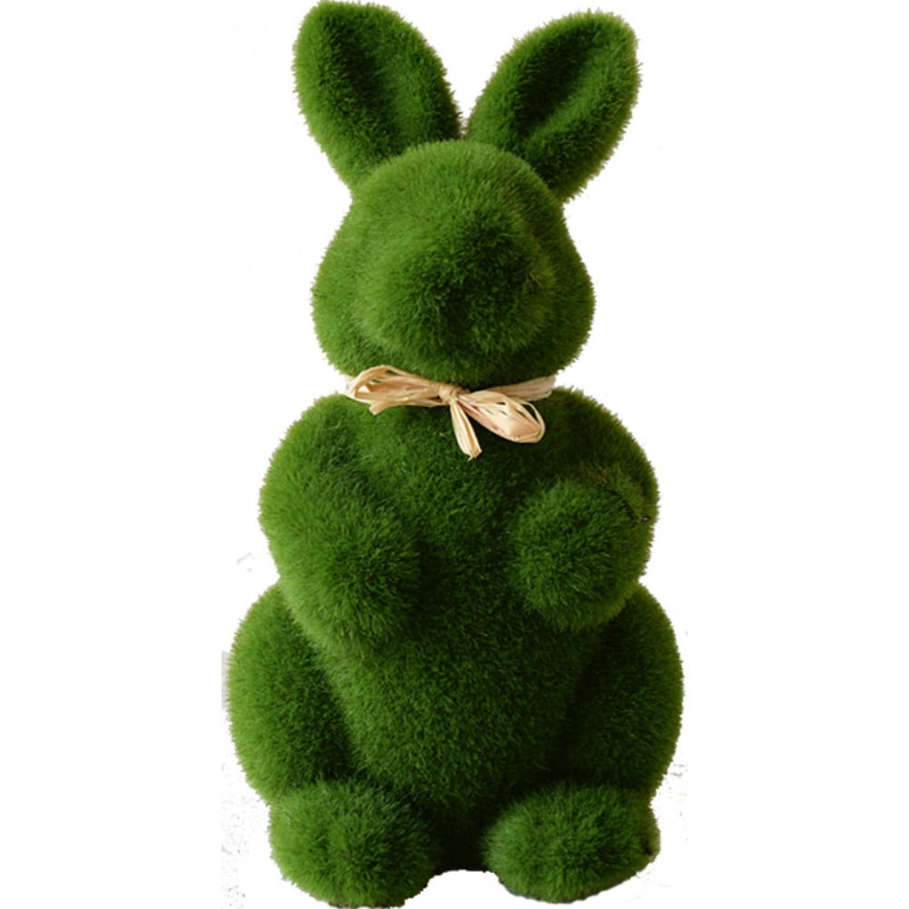Easter Moss Bunny Figurine, Green Miniatures Rabbit Garden Decorations ...