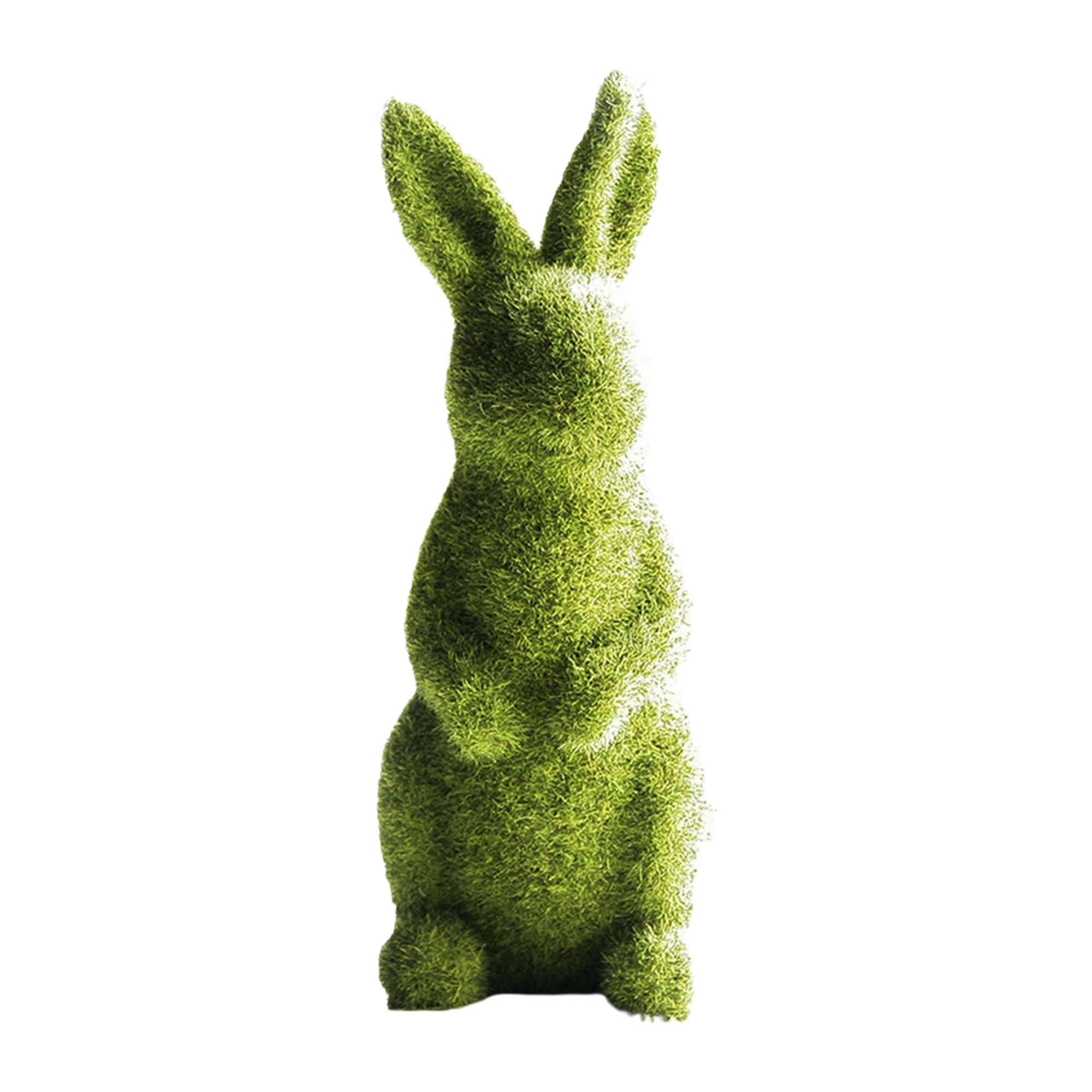 Easter Moss Bunny Flocked Rabbit Statue Figurine Festival Garden Yard ...