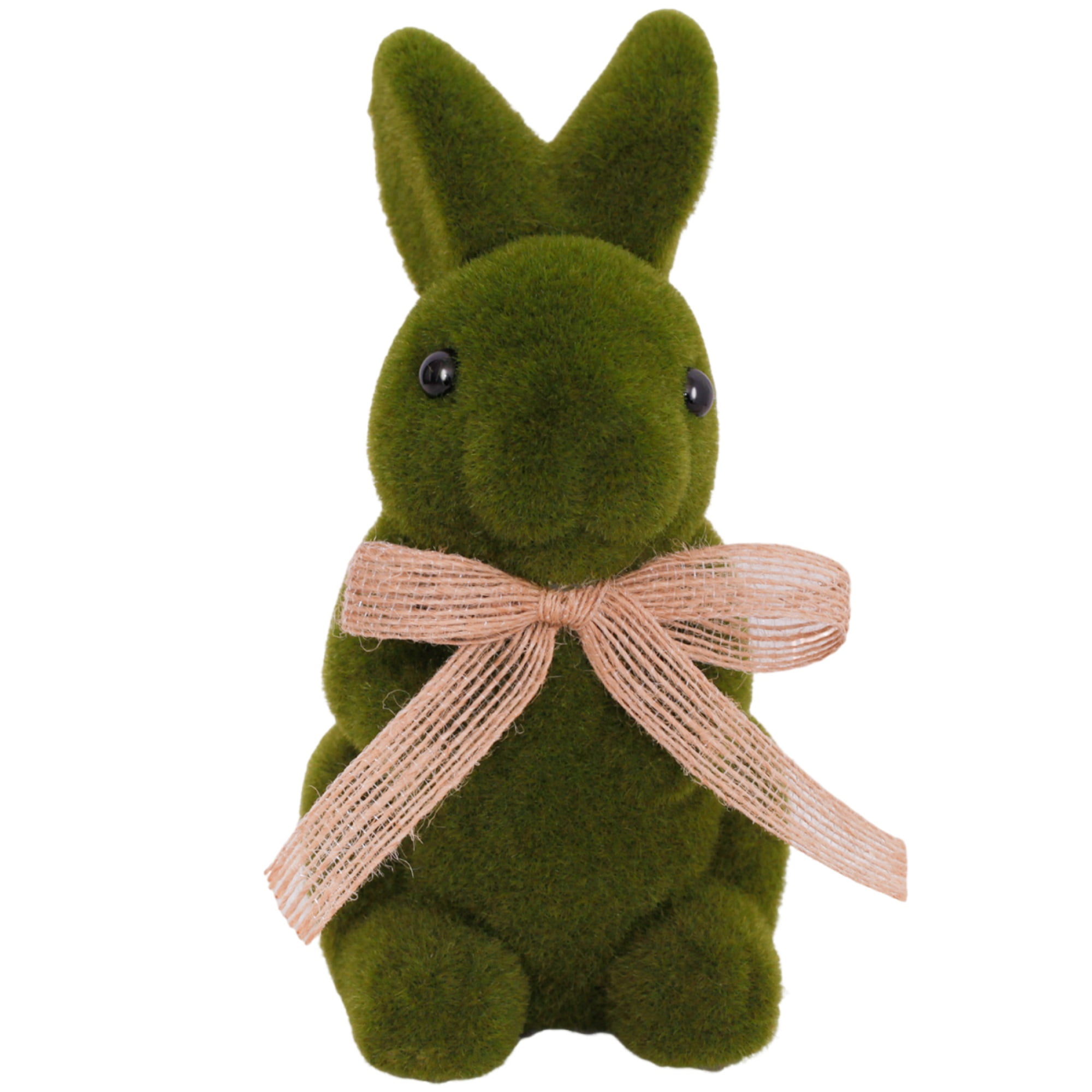 Easter Moss Bunny Stuffed Animal Ornament Bow Design Green Grass Rabbit ...