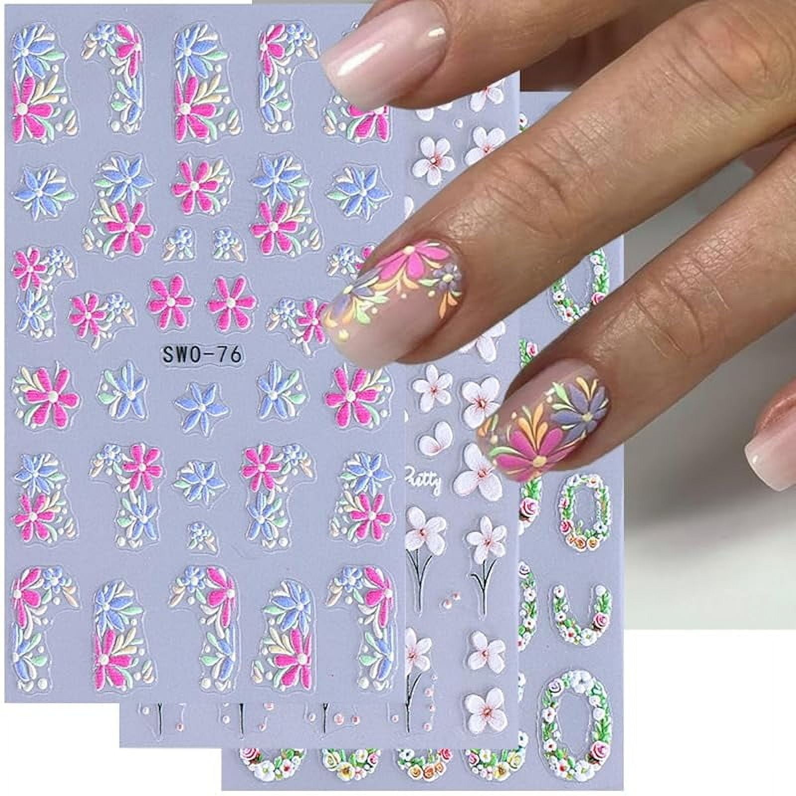 Easter Nail Art Stickers Decals 5D Embossed Easter Eggs Flower Nail ...