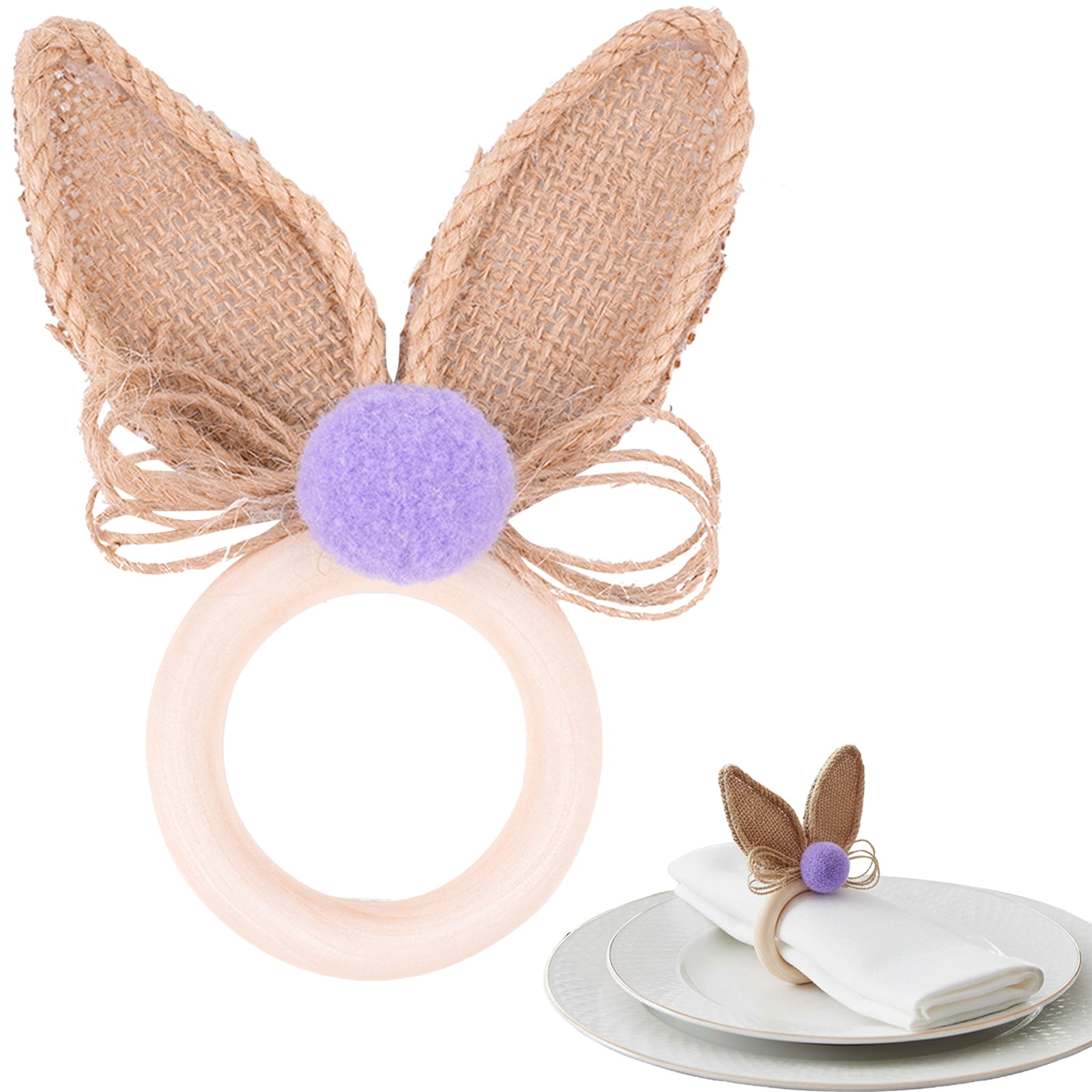 Easter Napkin Rings Bunny Ear Set 5.31x3.54 Inches Table Serviette ...