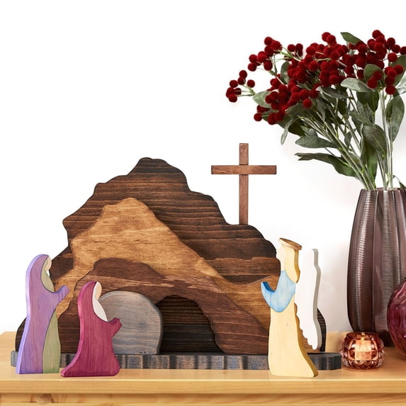 Easter Nativity Wood Decoration Handcrafted For Home And Table Display ...