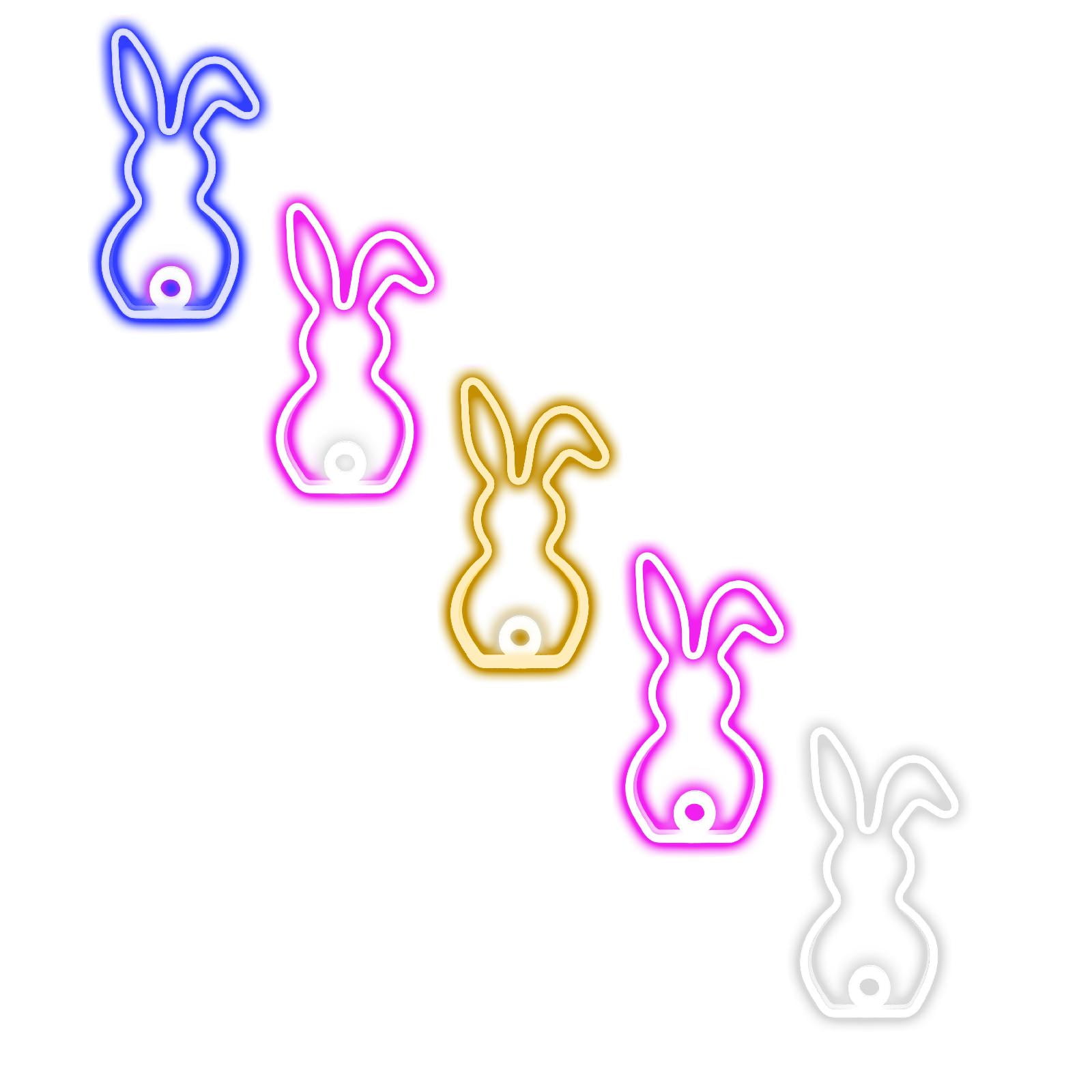 Easter Neon Sign Easter Bunny Neon Sign, Window Rabbit LED Lights USB ...