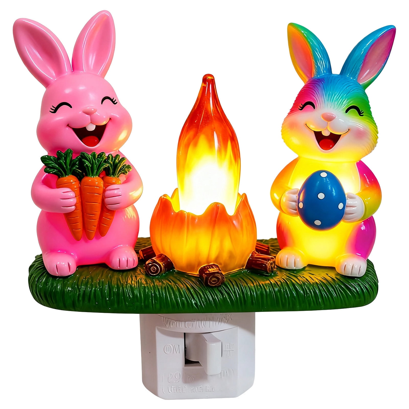 Easter Night Light Campfire Flickering Nightlight Rabbit Plug into Wall ...