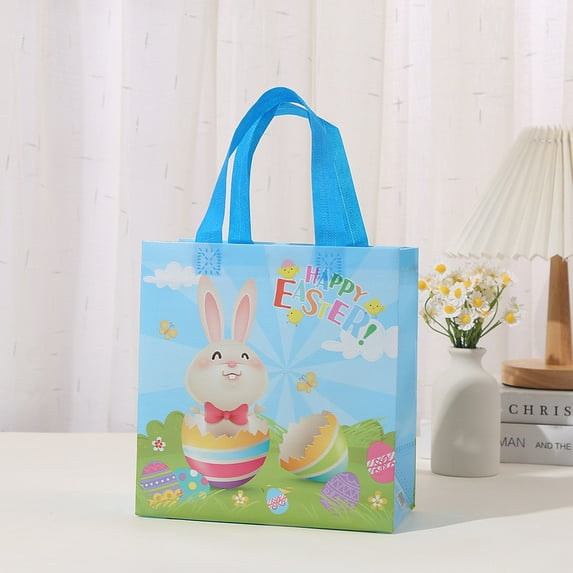 Easter Non-Woven Bunny Gift Tote Bags, 4-Pack Happy Easter Party Favor ...