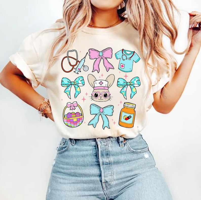 Easter Nurse Coquette Tee, Happy Easter Shirt, Nurse Easter Shirt ...