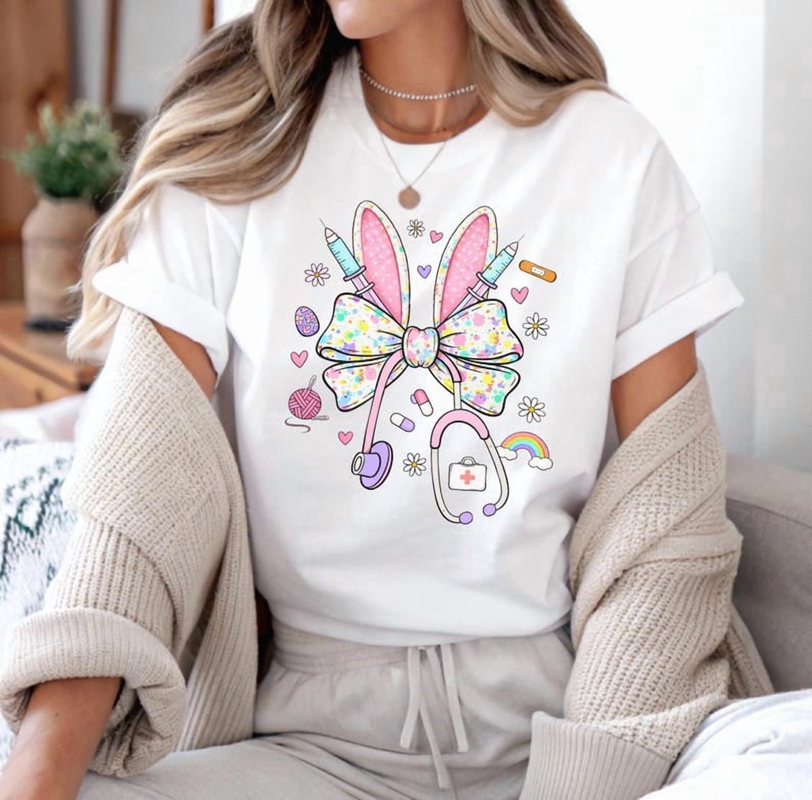 Easter Nurse Shirt Bunny Stethoscope Medical Graphic Unisex Cotton T ...