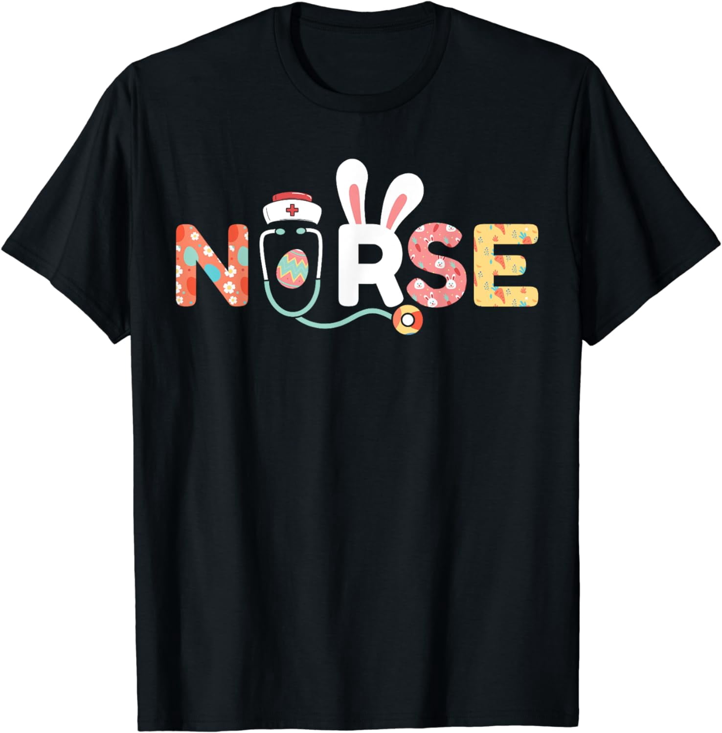 Easter Nurse With Stethoscope And Easter Eggs Nurse Easter T-Shirt ...