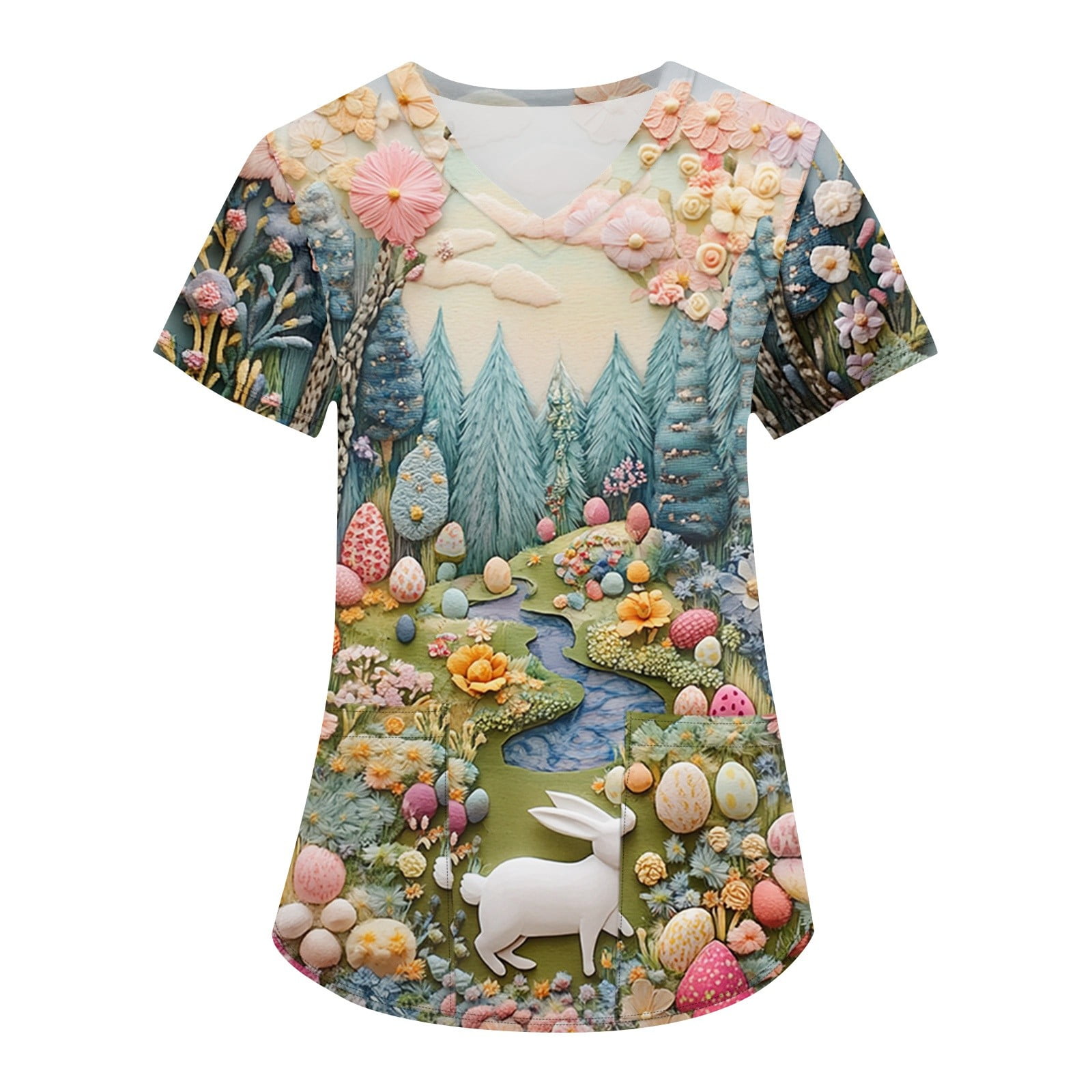 Easter Nursing Clothes for Women, Women's Rabbit/Egg Printed V-Neck ...