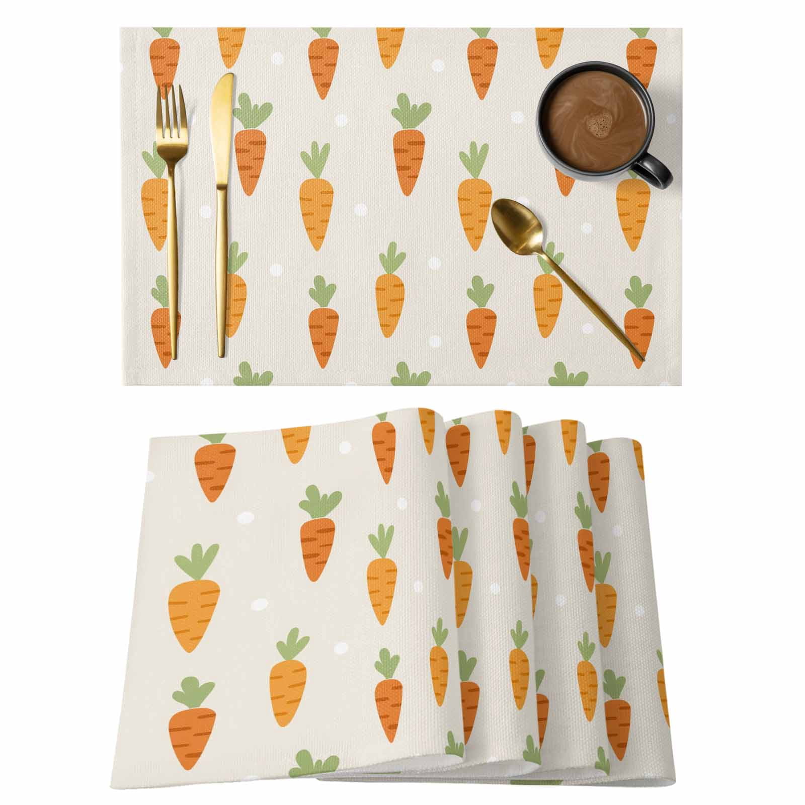 Easter Orange Rhodes Placemats Set of 4, Cartoon Plant Abstract Beige ...