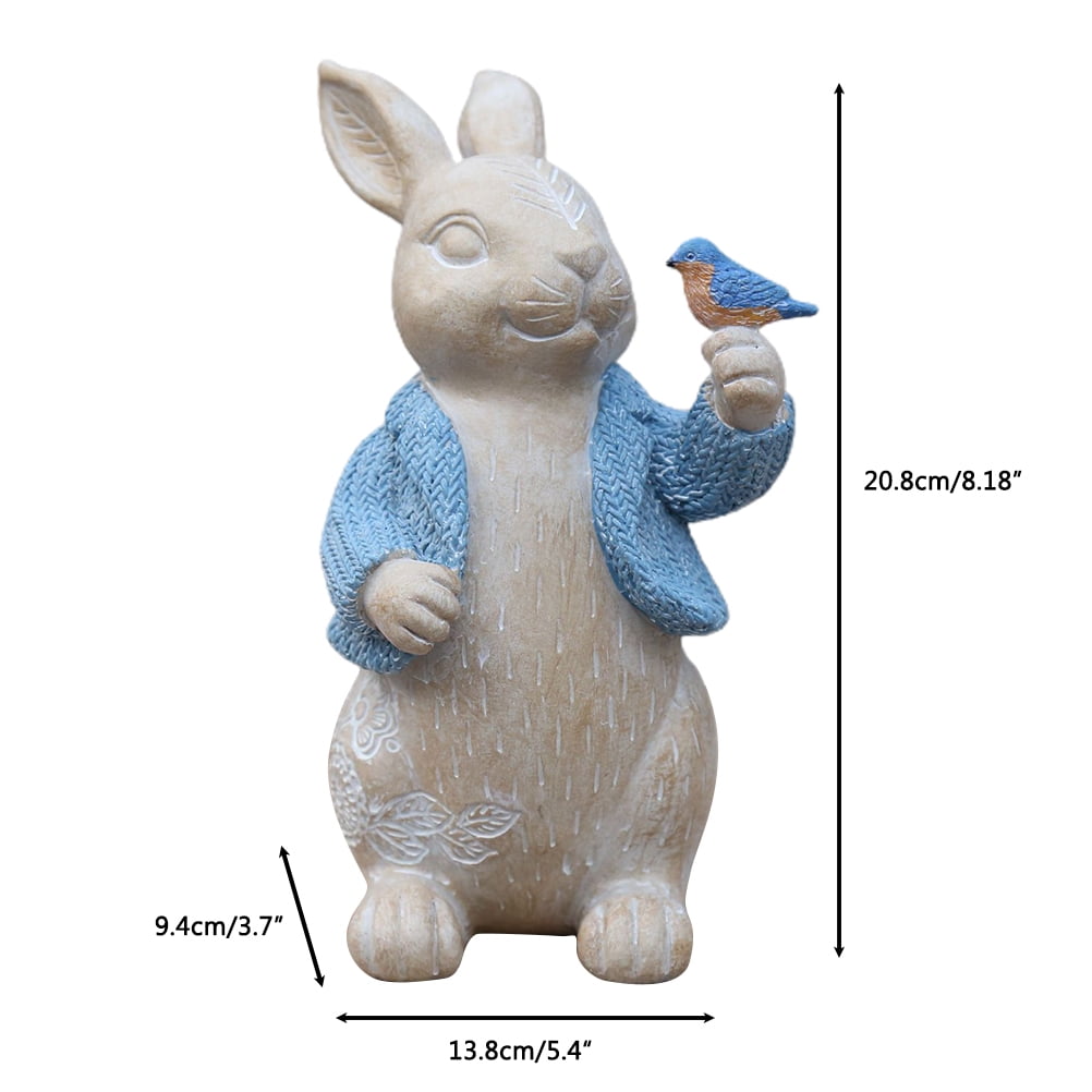 Easter Ornaments Resin Rabbit Garden Statue With Look of Carved Wood ...