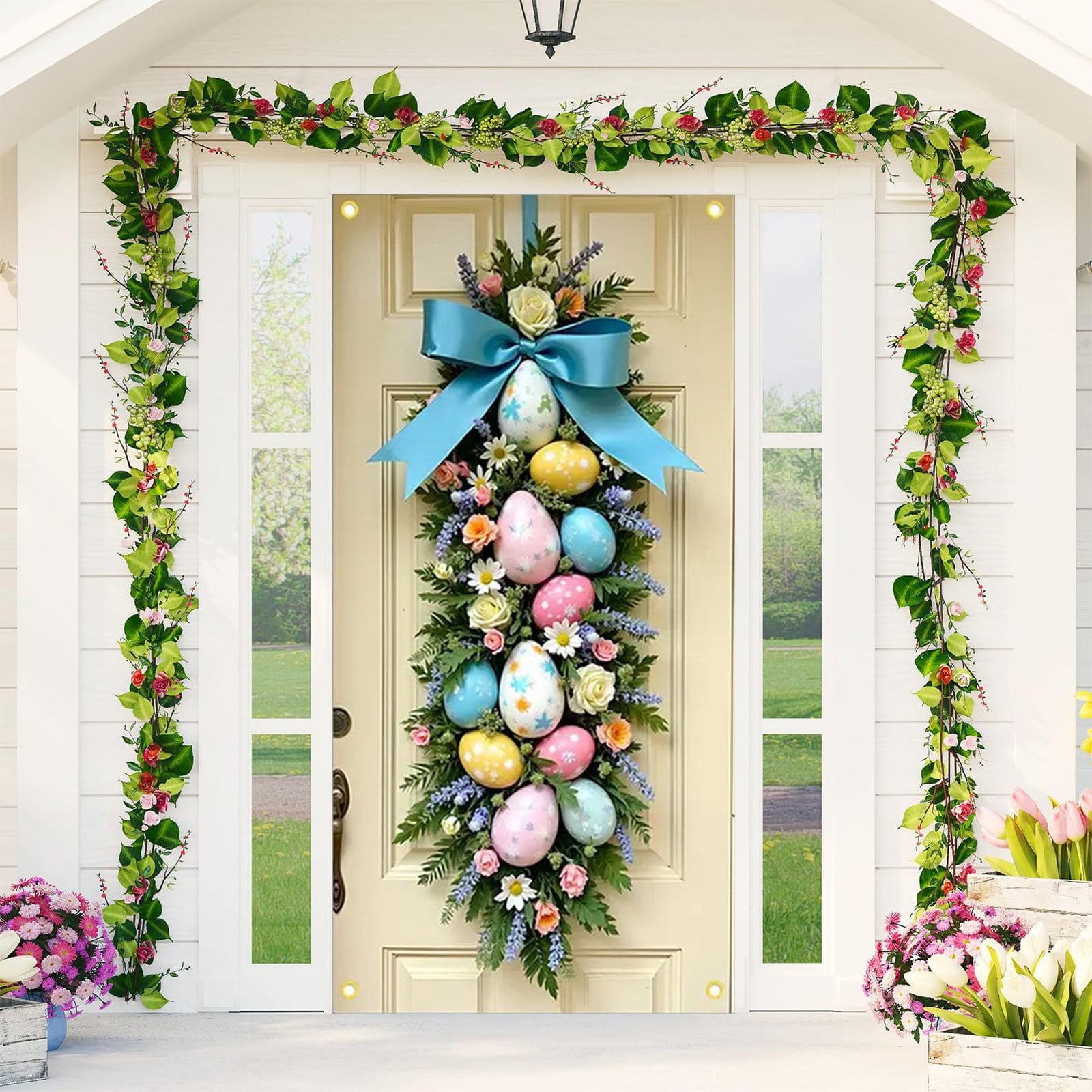 Easter Outdoor Decor Door Cover Outdoor Easter Decorations Easter Egg ...