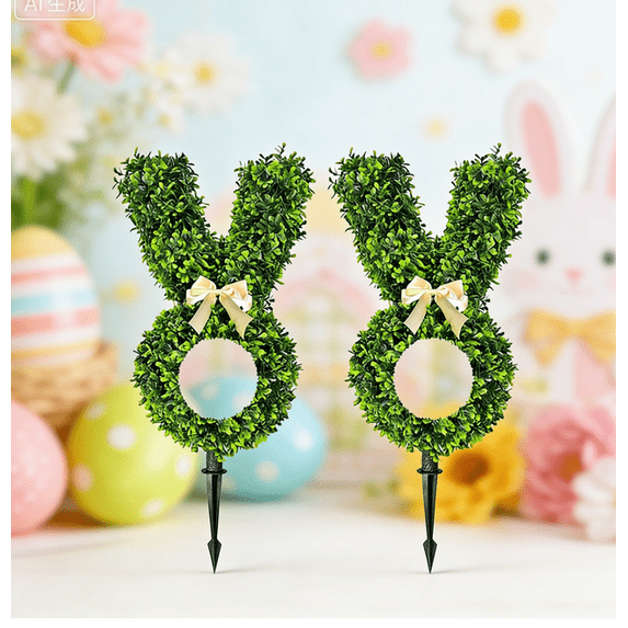 Easter Outdoor Decorations Bunny Topiary, UV-Resistant Green Artificial ...