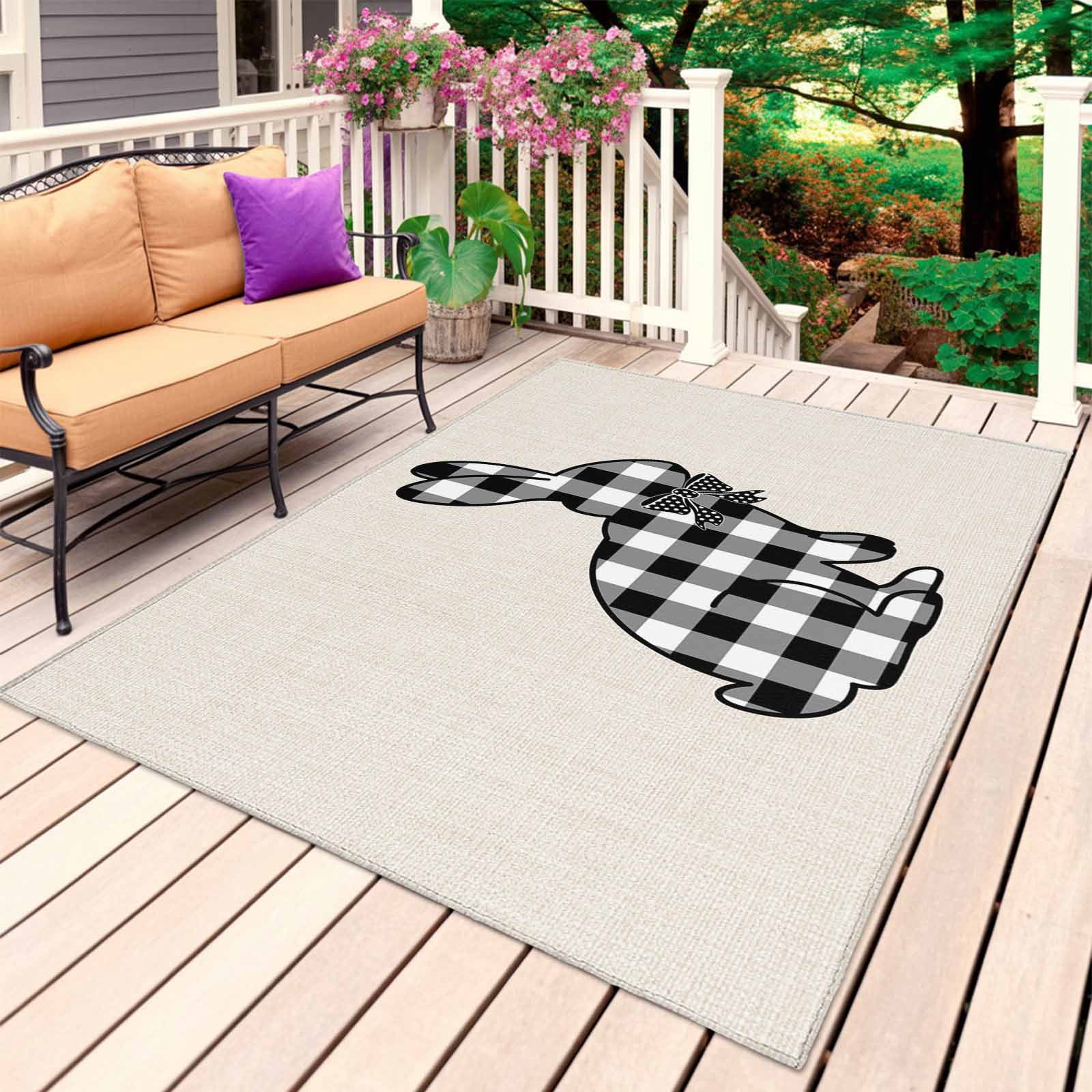 Easter Outdoor Rug 4x6 Ft, Non Slip Washable Area Rug, Farmhouse Retro ...